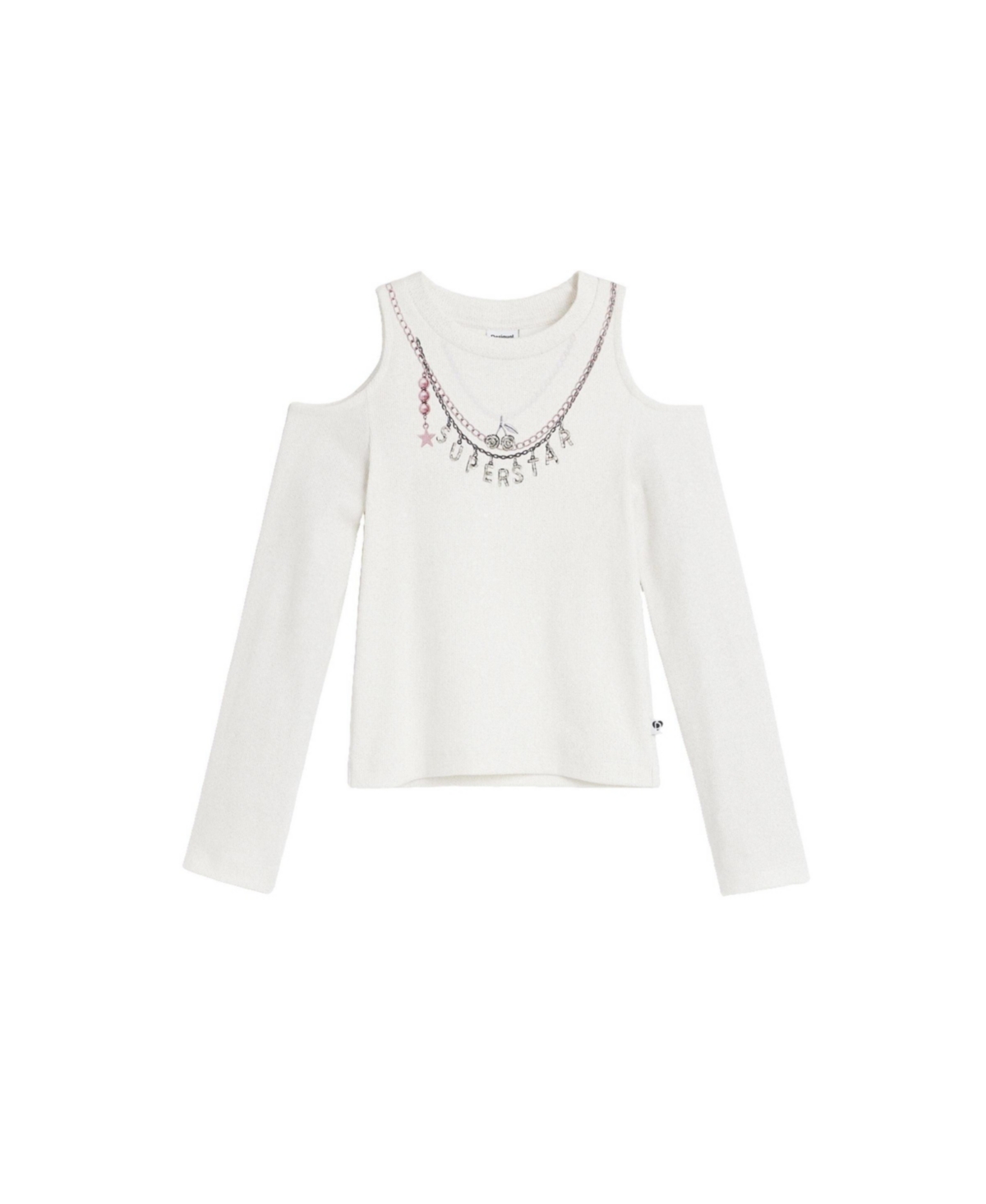 Click here for Desigual Girls Girlss Chain shoulder T-shirt - Whi... prices