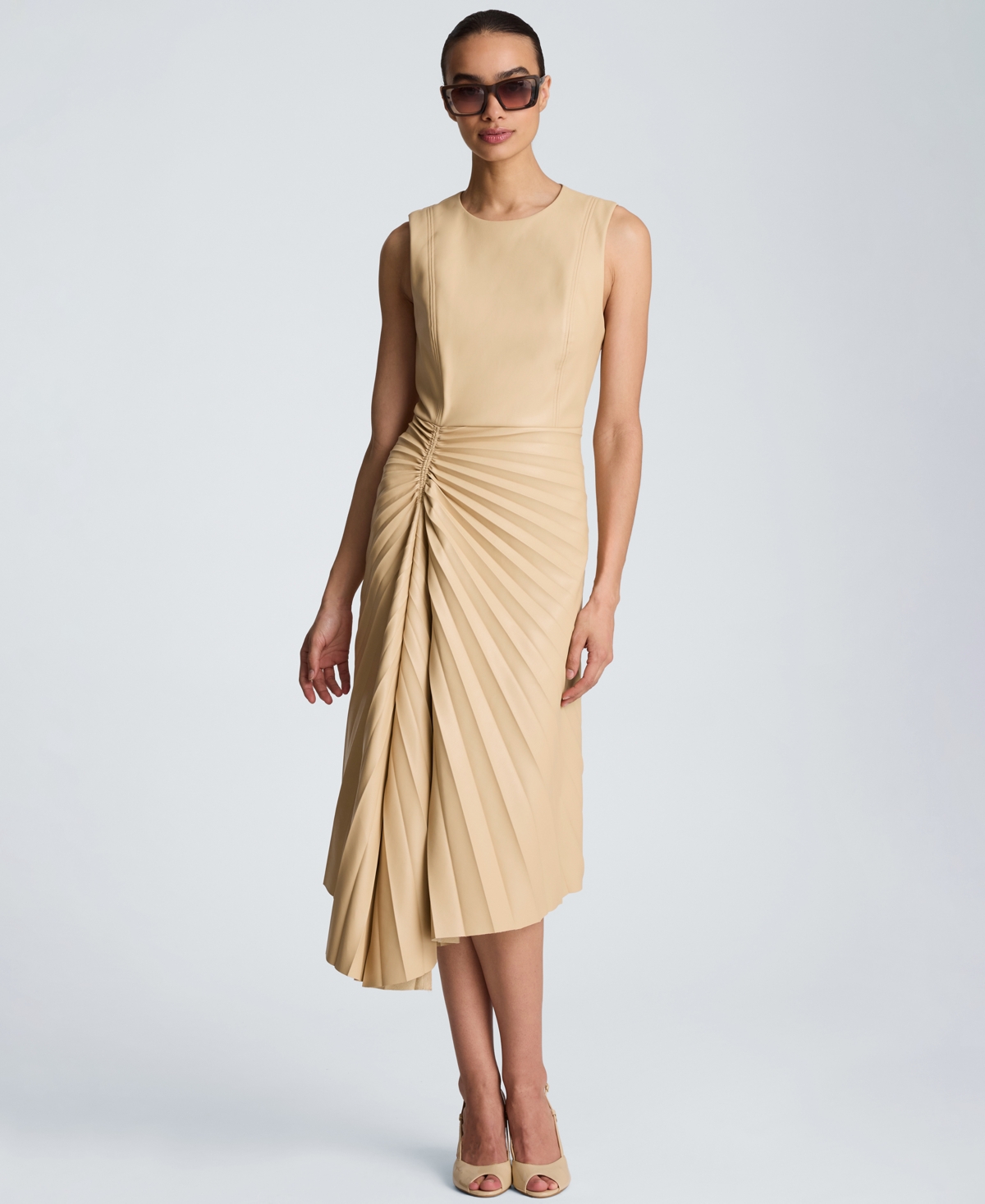 Click here for Kenneth Cole Womens Sunburst Pleated Midi Dress -... prices