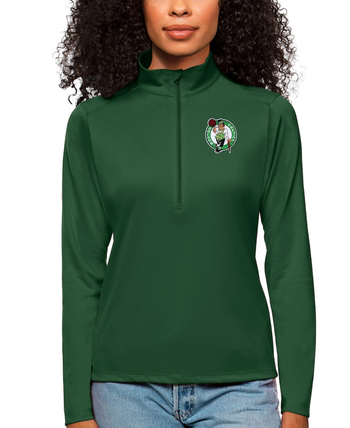 Click here for Antigua Womens Green Boston Celtics Tribute Half-Z... prices