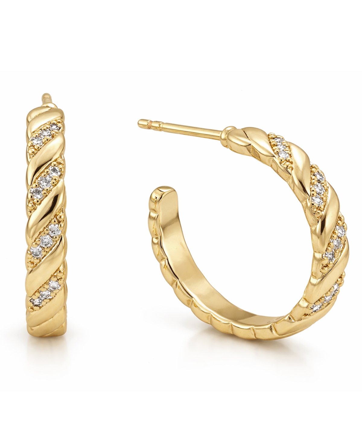 Click here for And Now This Cubic Zirconia C Hoop Earrings - Gold... prices