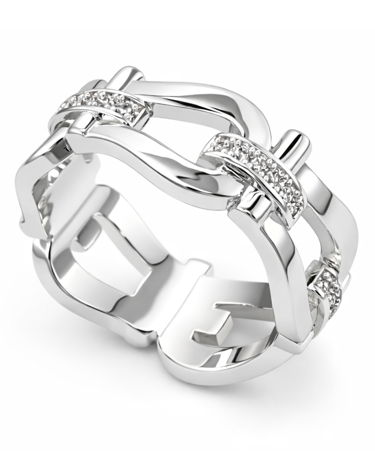 Click here for And Now This Horse Bit Link Cubic Zirconia Ring -... prices