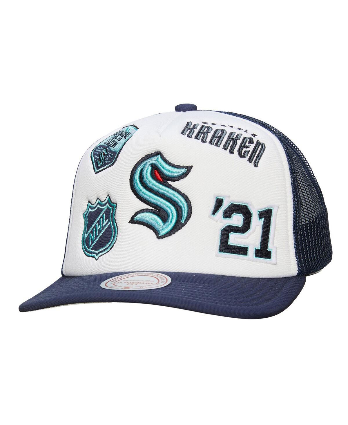 Click here for Mitchell & Ness Mens White/Deep Sea Blue Seattle K... prices