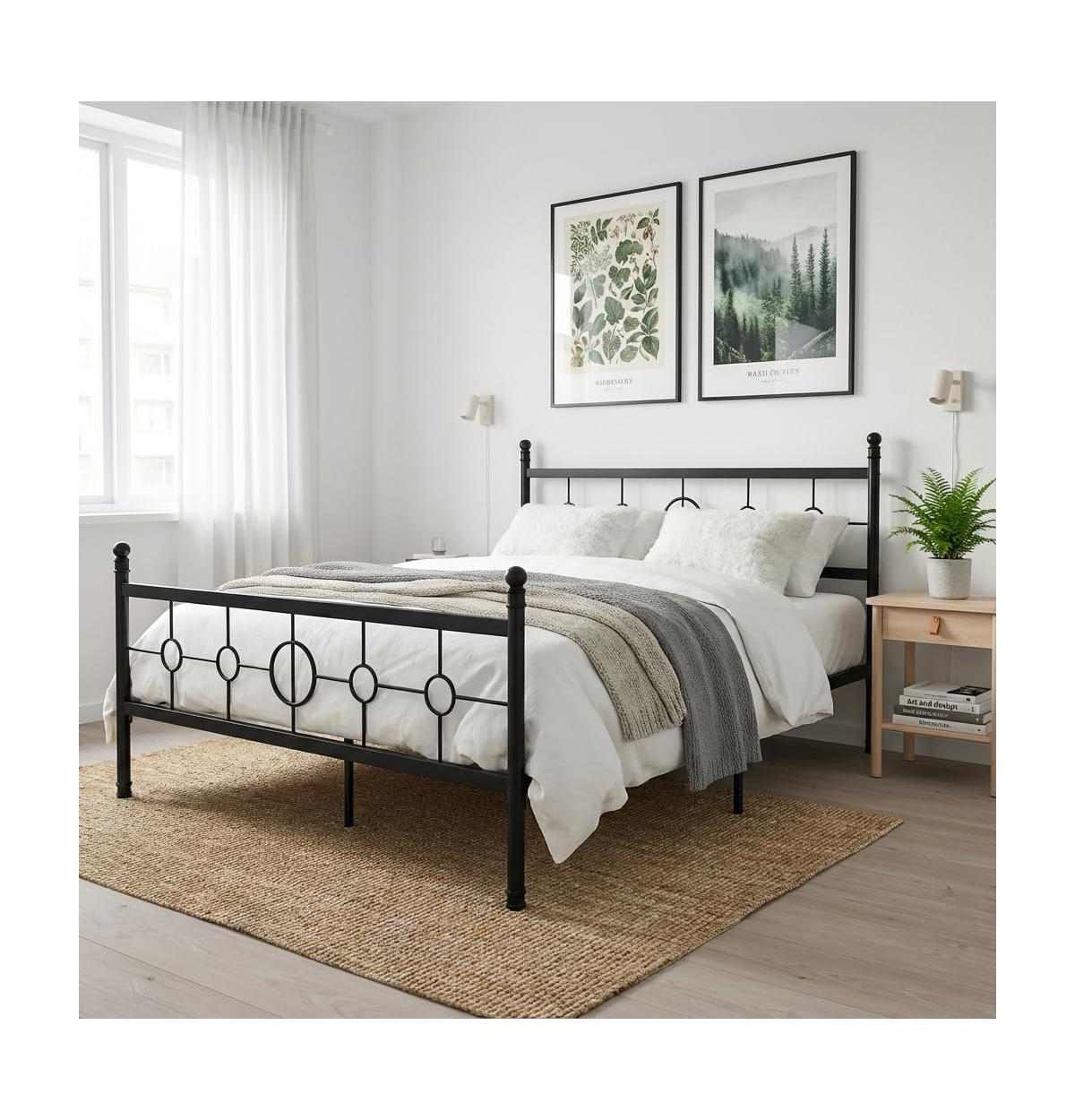 Click here for homfan Metal Bed Frame with Vintage Circular Headb... prices