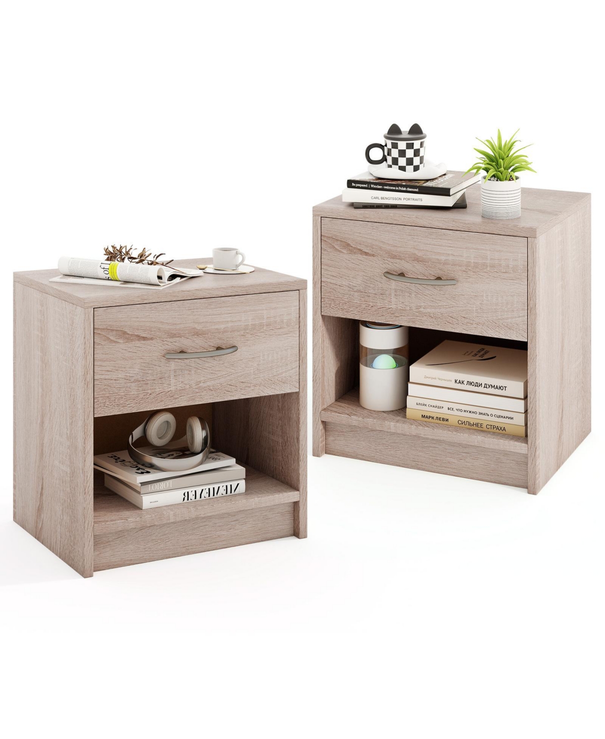 Click here for Gymax 2-Piece Nightstand Side Table Set with Slide... prices