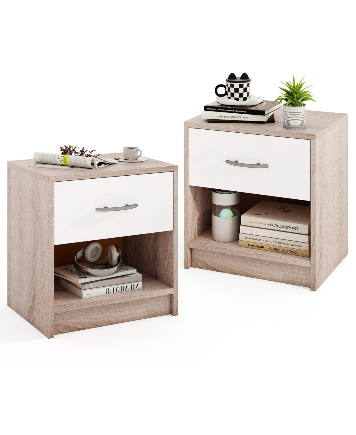 Click here for Gymax 2-Piece Nightstand Side Table Set with Slide... prices