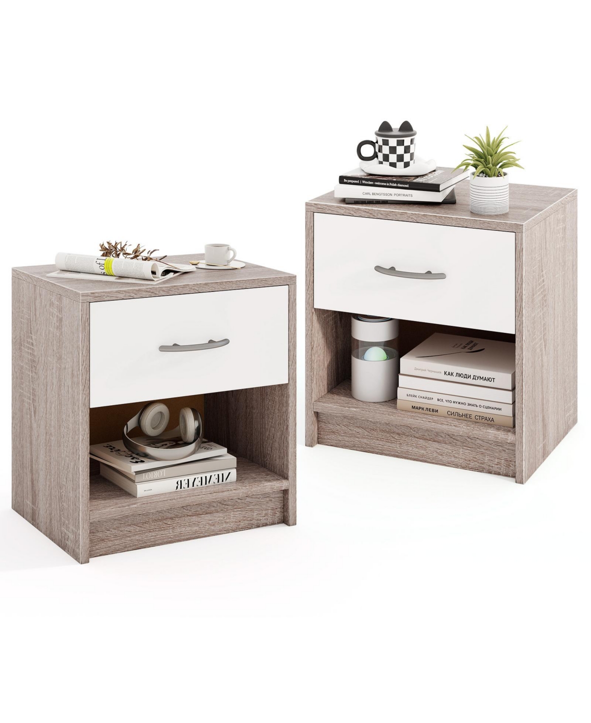 Click here for Gymax 2-Piece Nightstand Side Table Set with Slide... prices