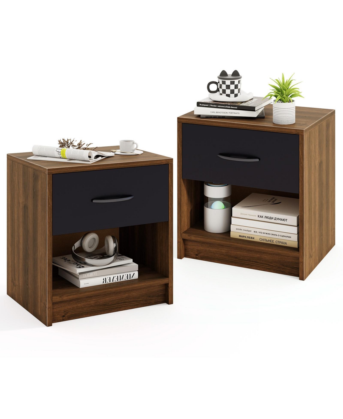 Click here for Gymax 2-Piece Nightstand Side Table Set with Slide... prices