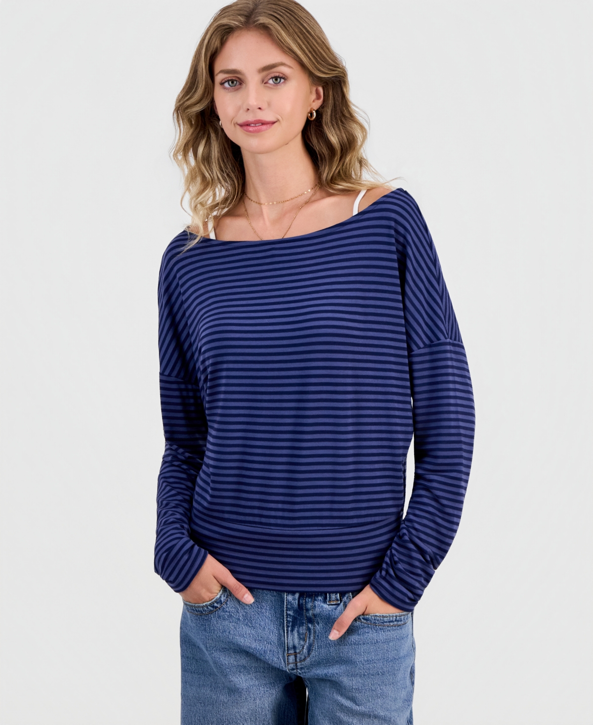 Click here for Hippie Rose Juniors Striped Layered-Look Dolman-Sl... prices
