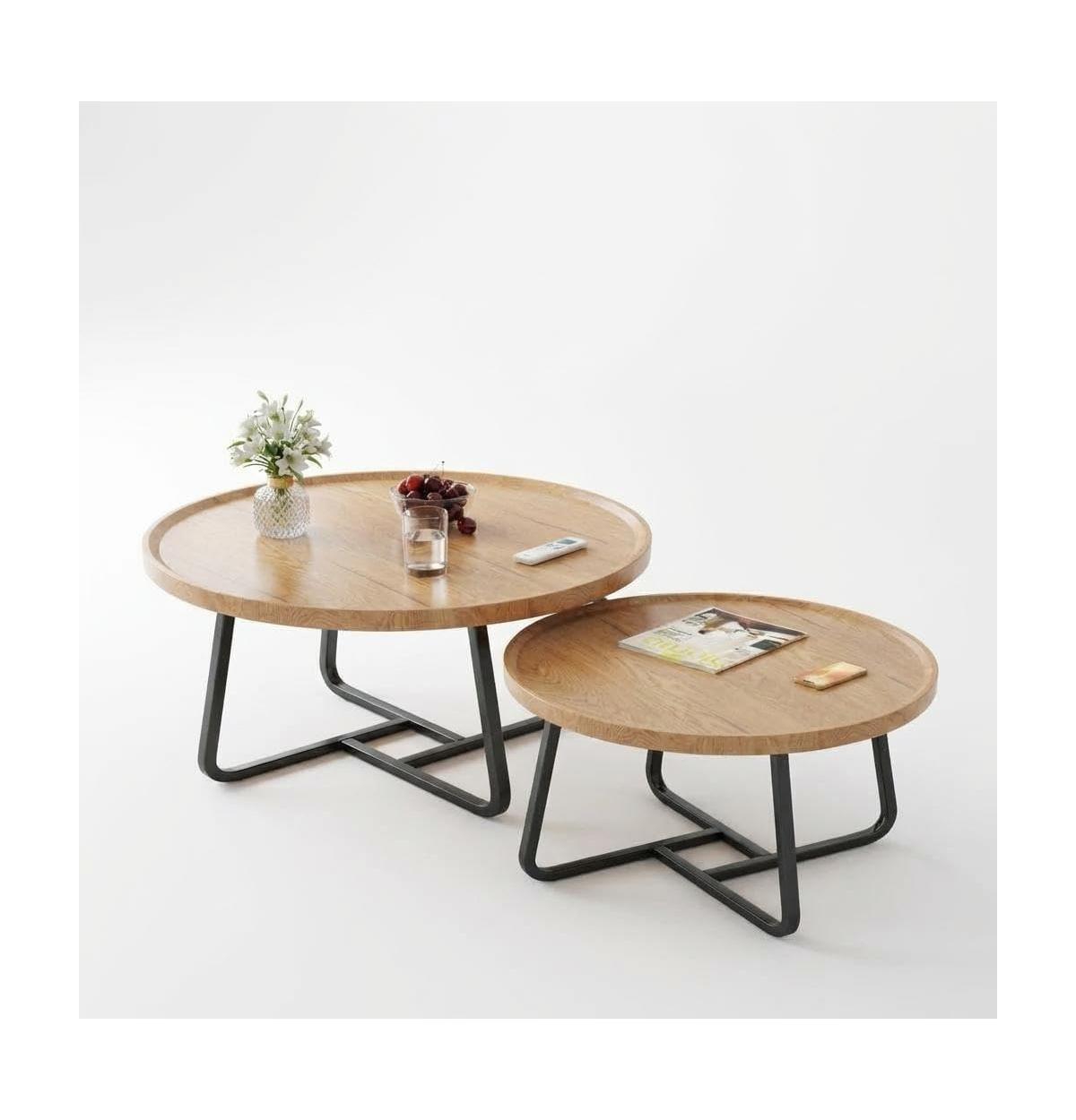 Click here for gaomon Modern Coffee Table Set of 2  Wrought Iron... prices
