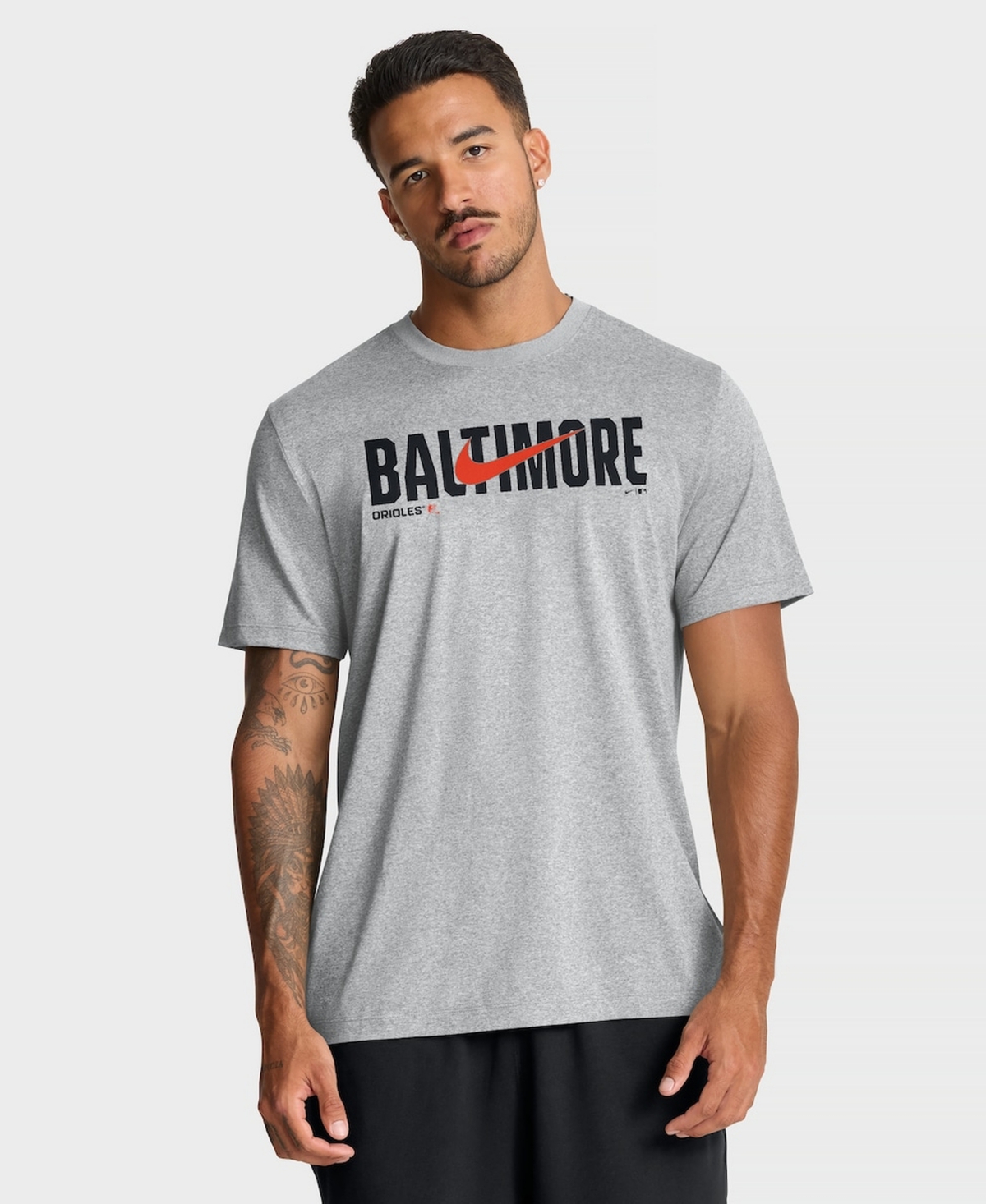 Click here for Nike Mens Heather Gray Baltimore Orioles Swoosh Le... prices