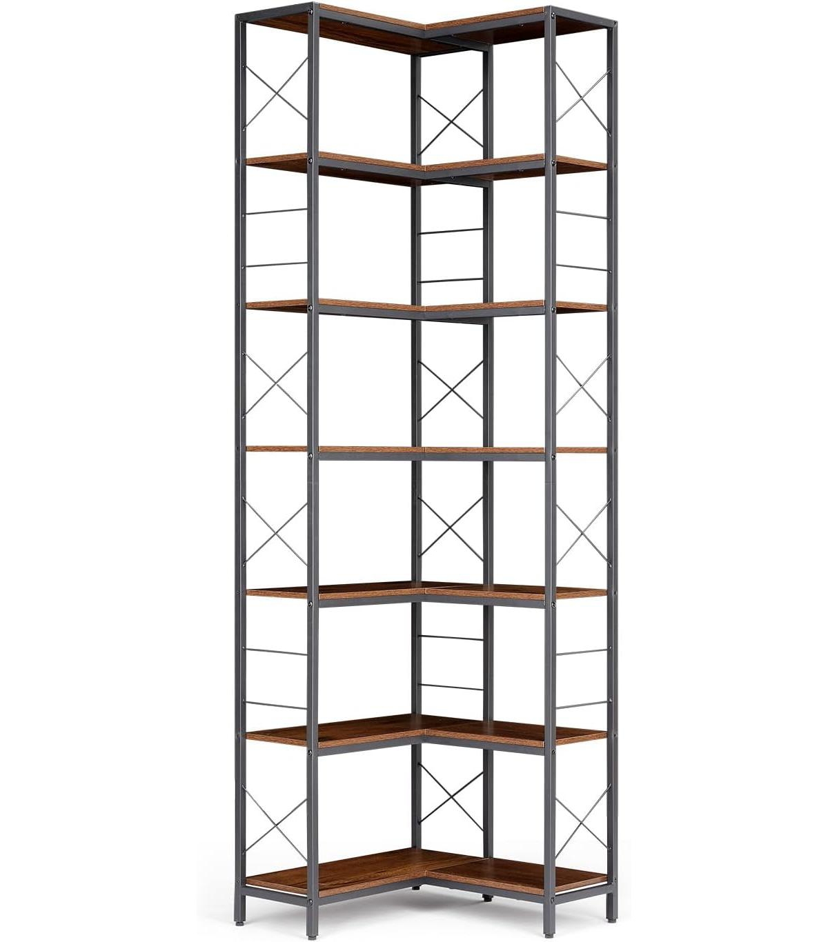 Click here for gaomon 7 Tier Industrial Corner Bookshelf Wood and... prices