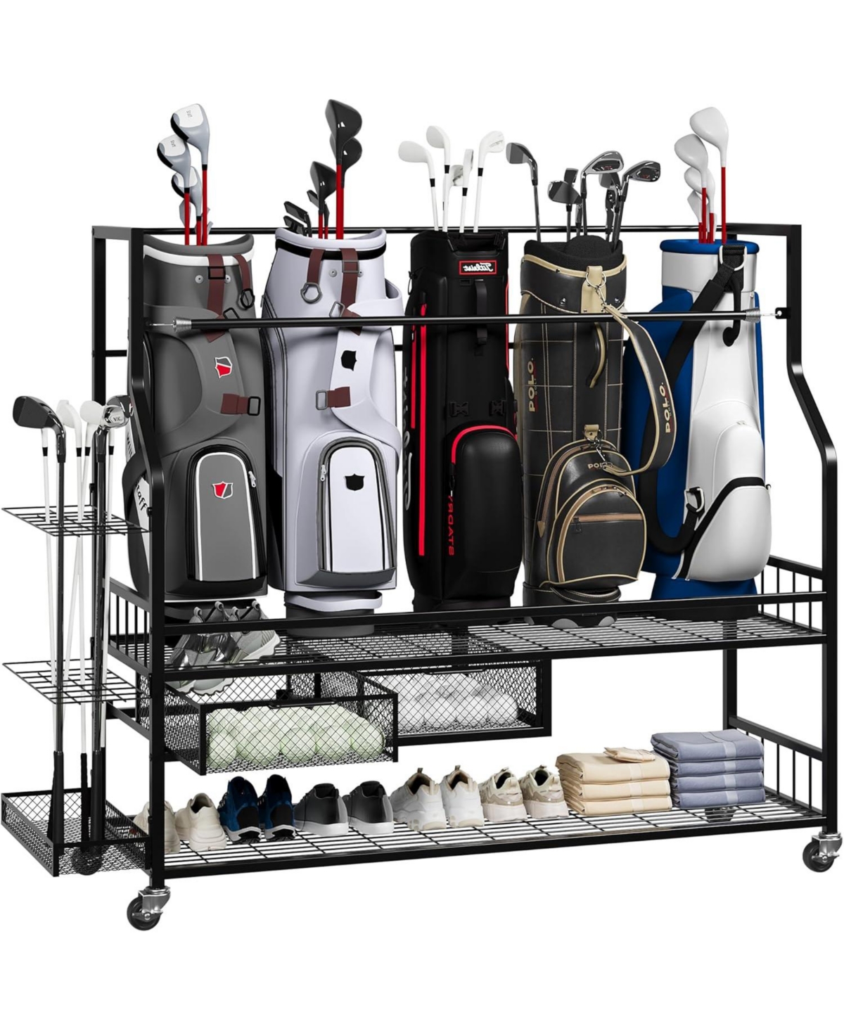 Click here for Xo Golf Bag Storage Rack with Drawer and Wheels  H... prices