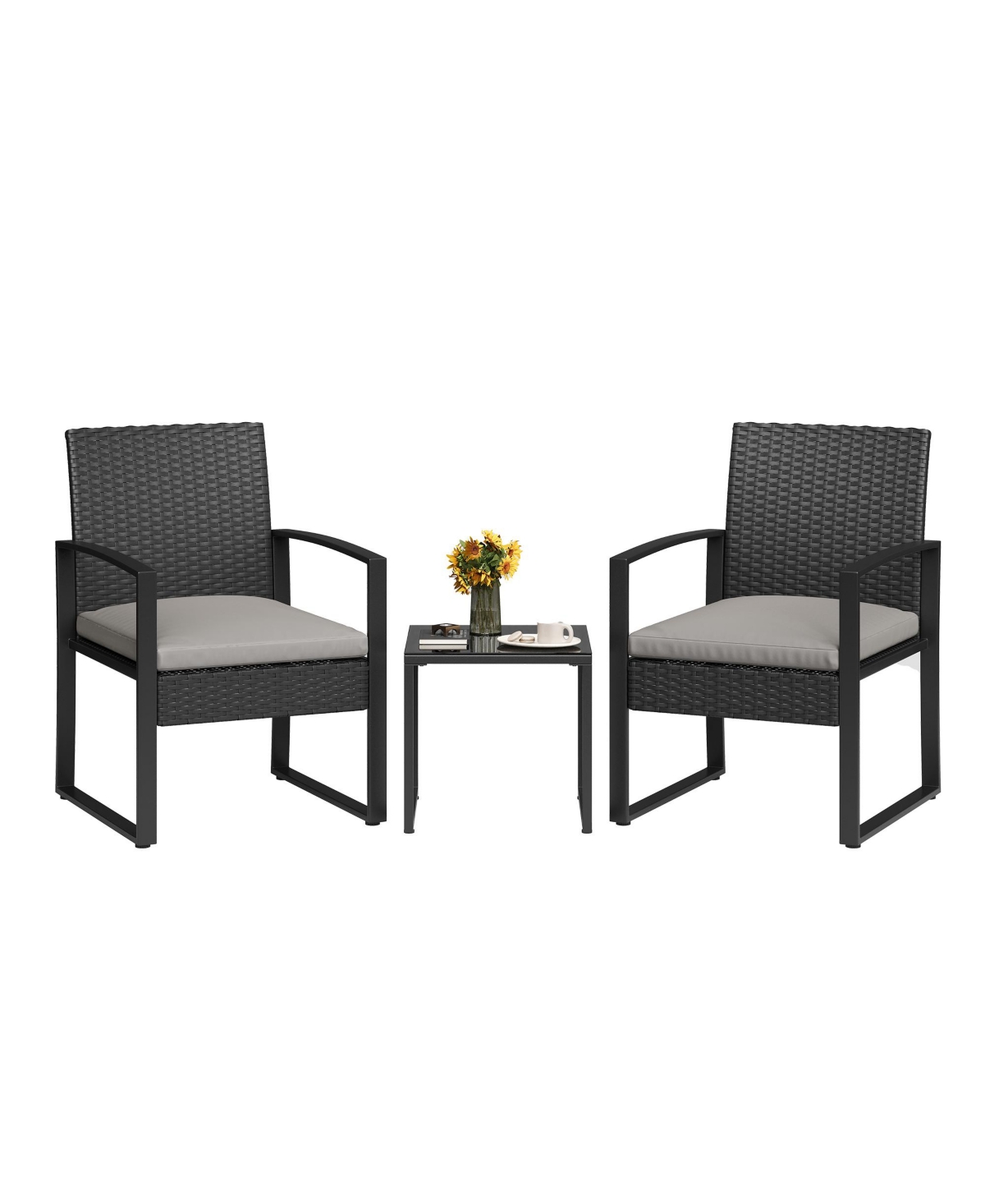Click here for gaomon 3 Piece Patio Bistro Set  Pe Rattan  All-We... prices