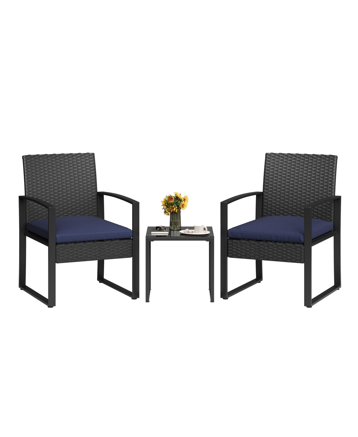 Click here for gaomon 3 Piece Patio Bistro Set  Pe Rattan  All-We... prices