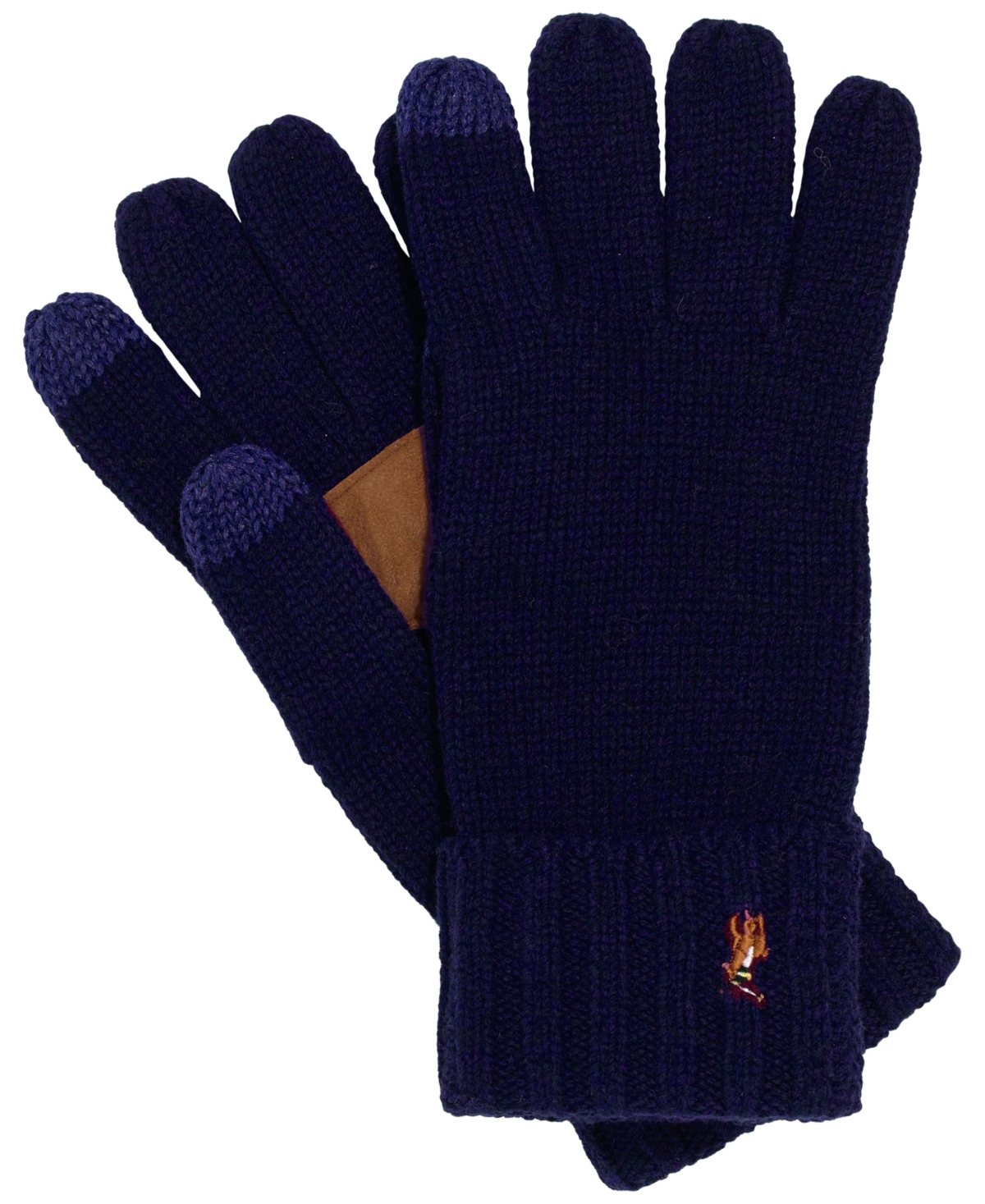 Click here for Mens Leather Patch Signature Gloves - Navy prices