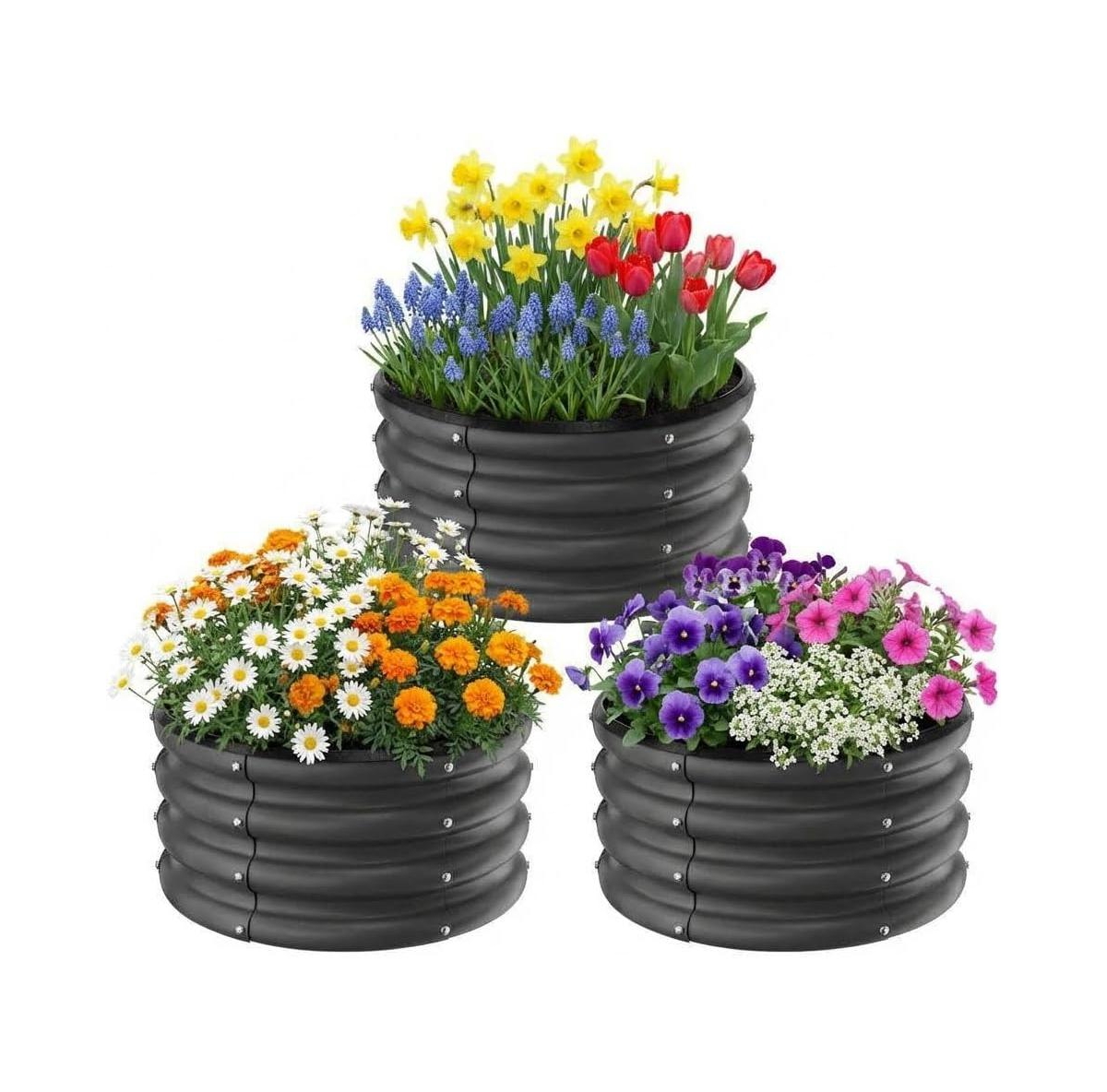 Click here for Xo 3-Pack 2x2x1FT Round Metal Raised Garden Bed  G... prices