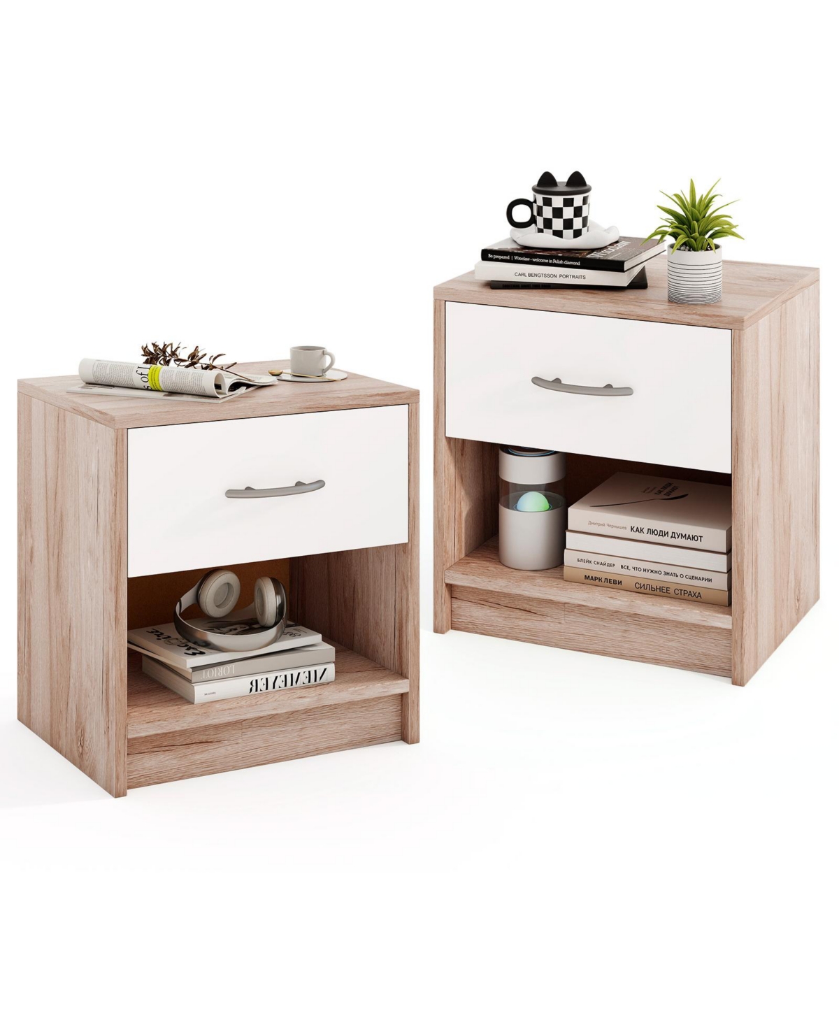 Click here for Gymax 2-Piece Nightstand Side Table Set with Slide... prices
