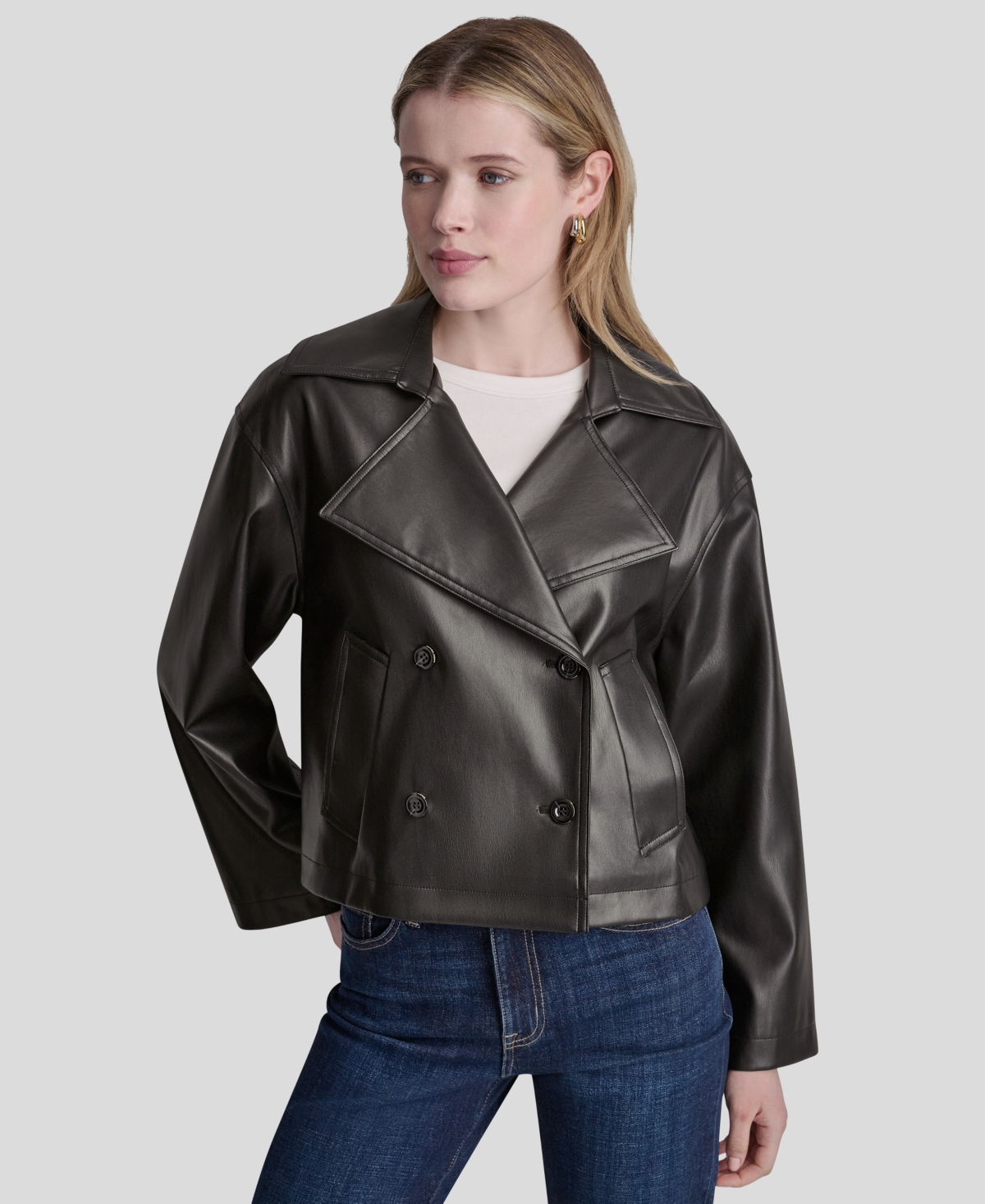 Click here for Dkny Jeans Womens Double Breasted Jacket - Black prices