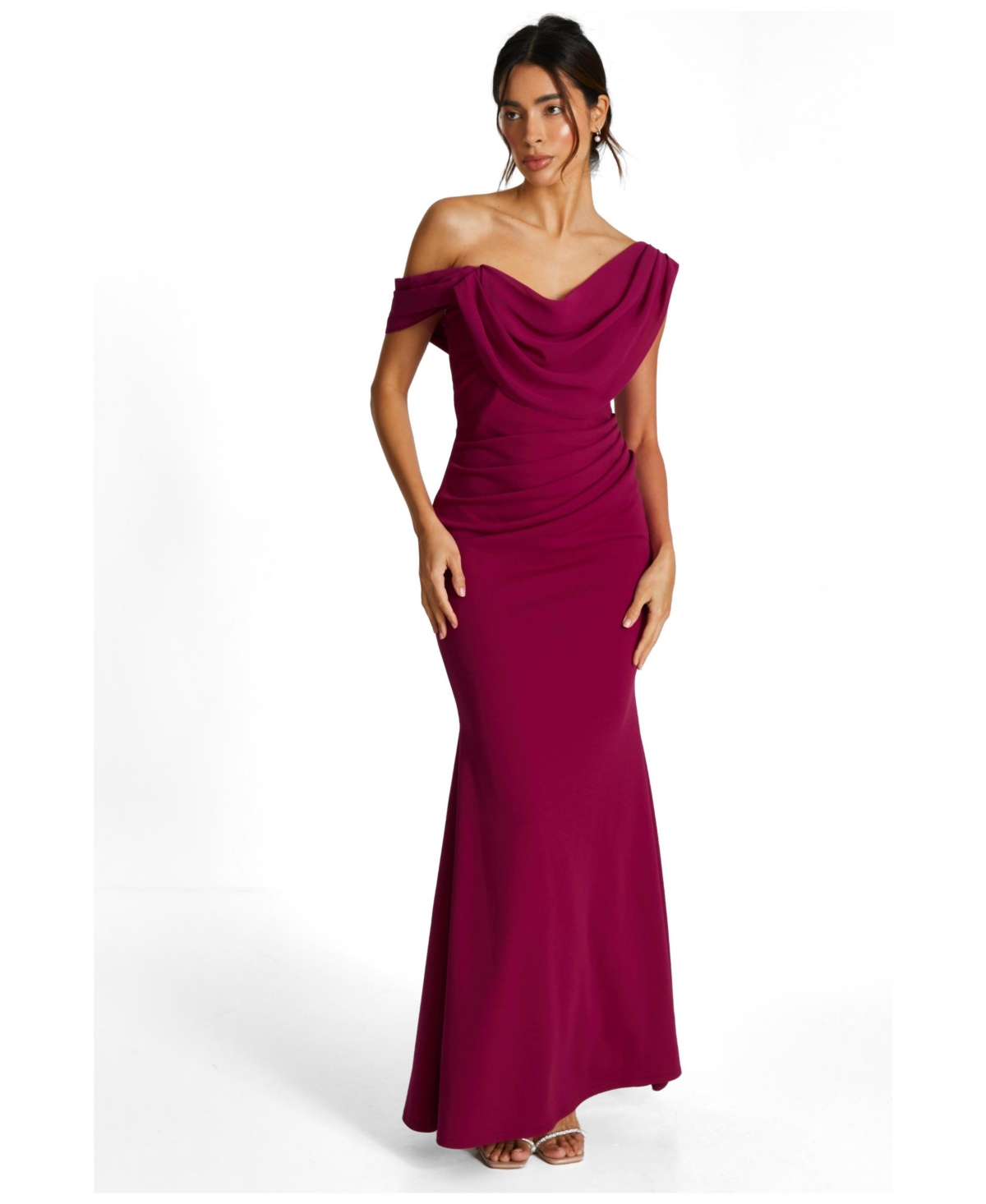 Click here for Quiz Womens Chiffon Cowl Neck Maxi Dress - Berry prices