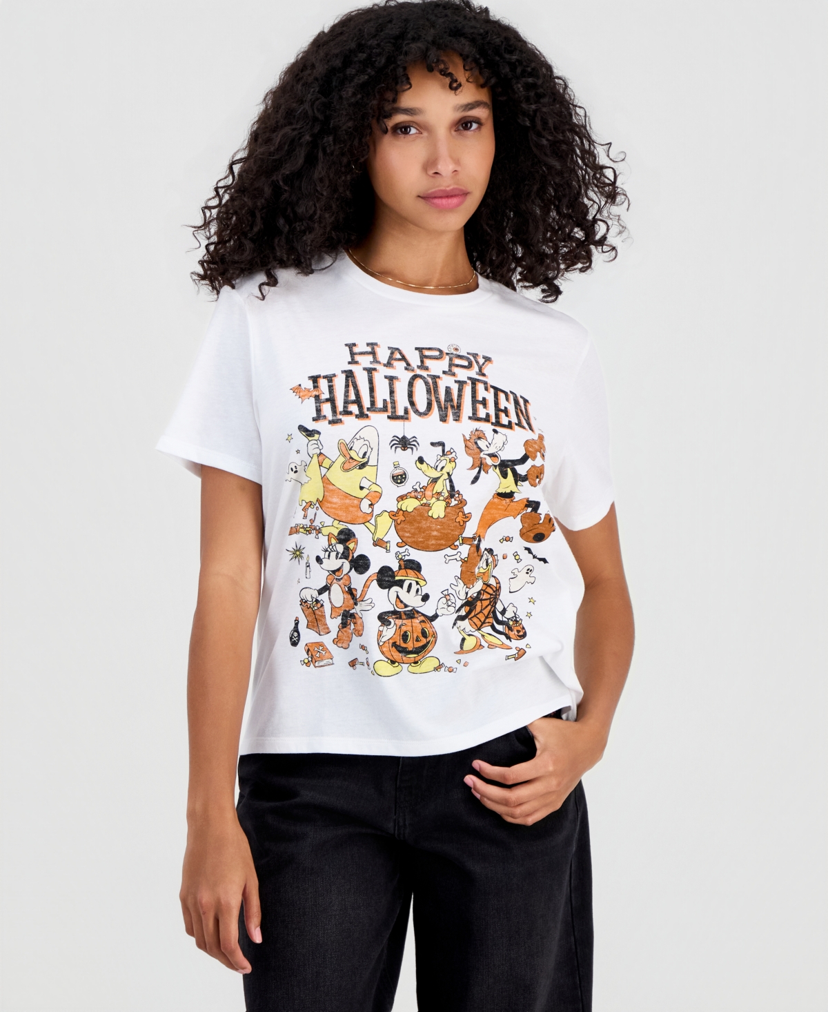 Click here for Juniors Disney Halloween Crewneck Tee - White prices