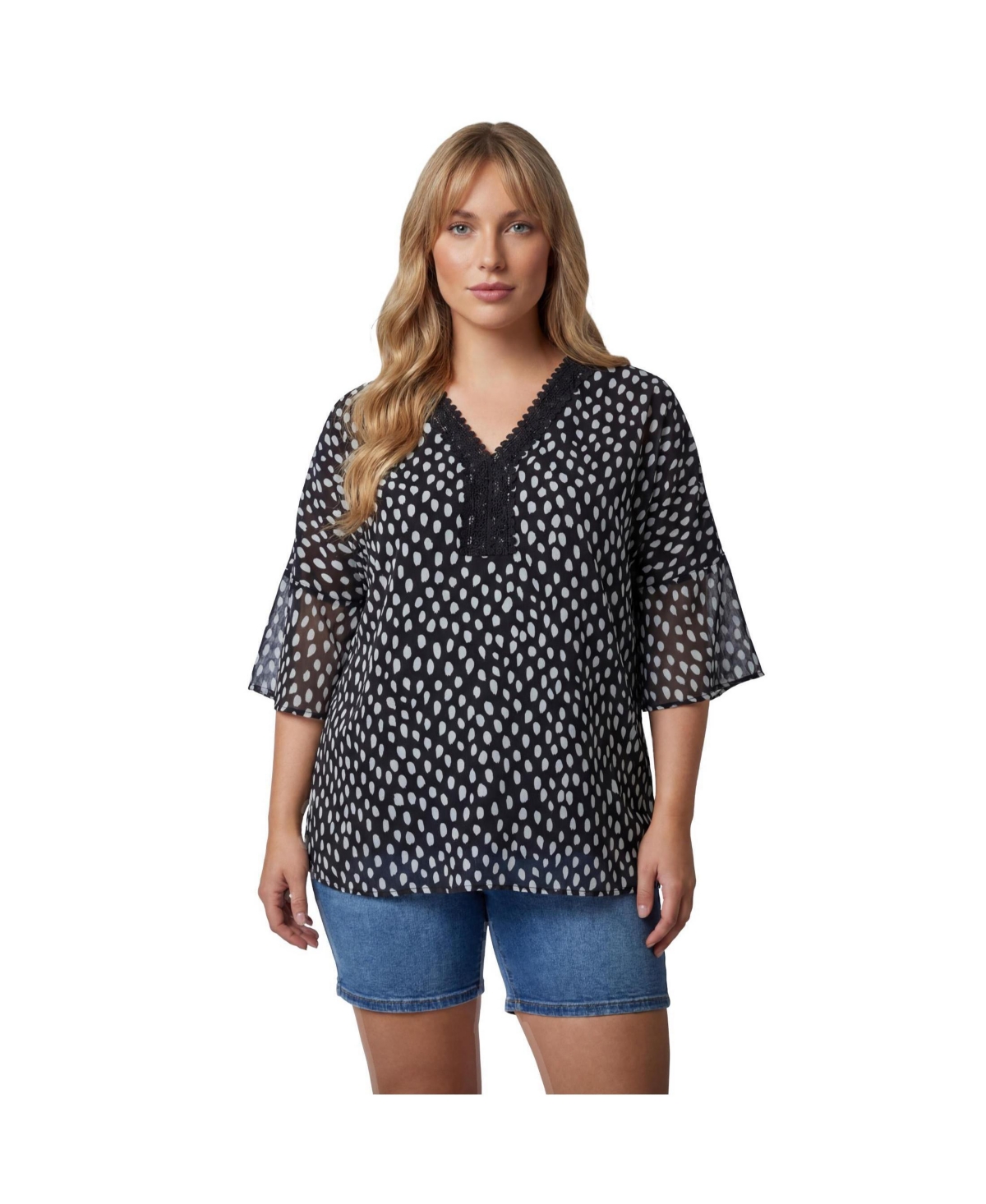 Click here for Avenue Plus Size Crochet Trim Caftan Womens Top -... prices