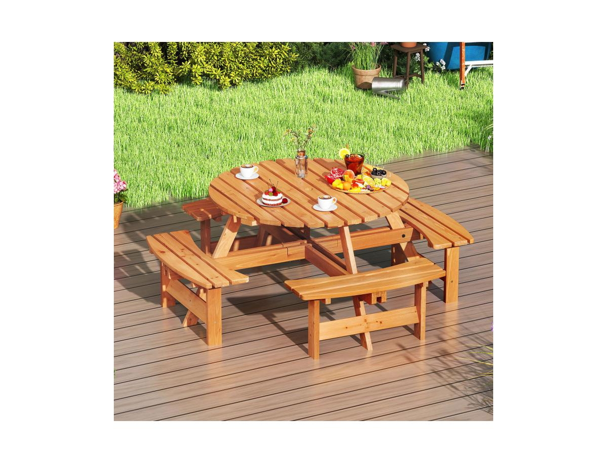 Click here for Mondawe 8-Person Round Picnic Table Set Circular P... prices