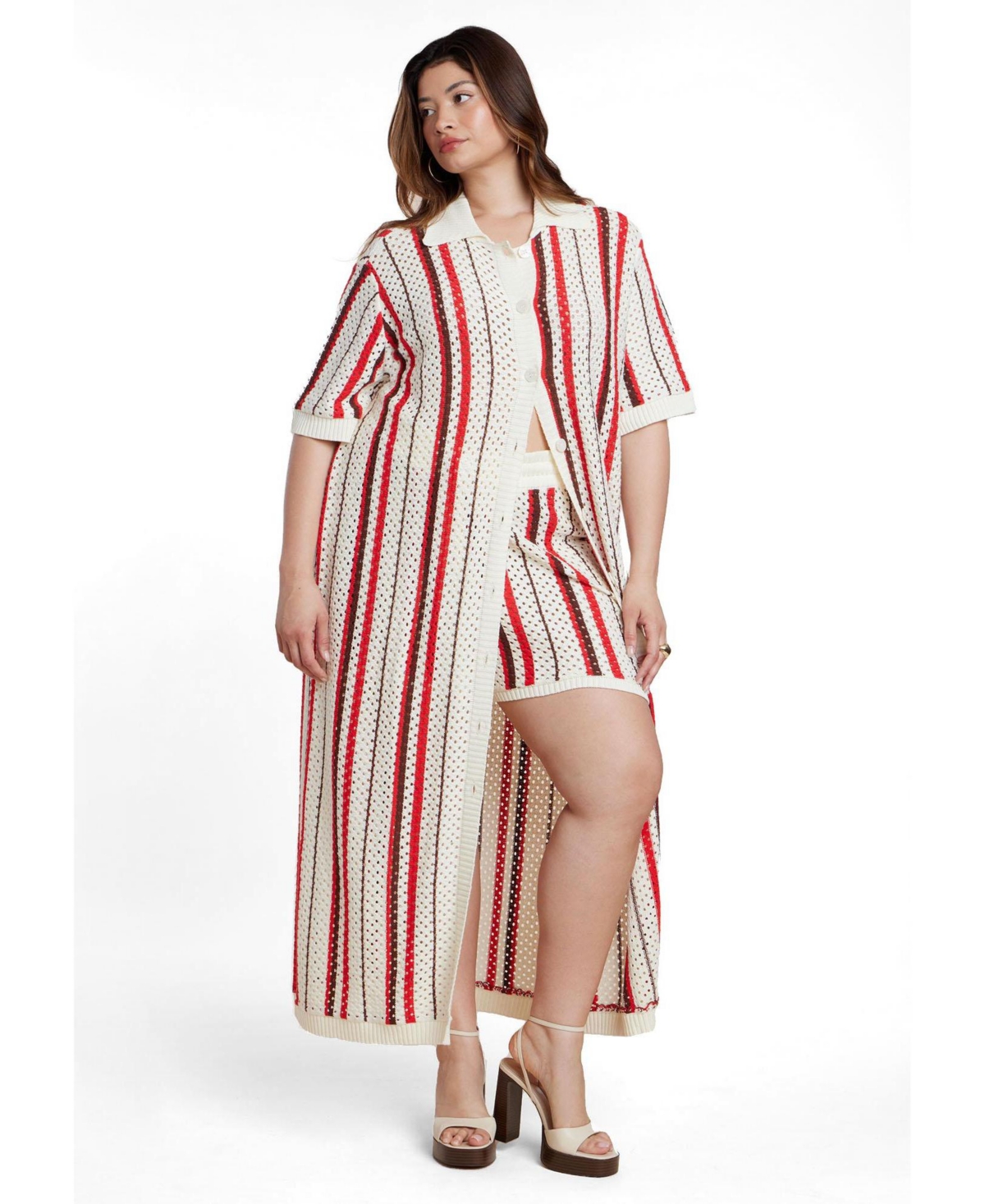 Click here for Eloquii Womens Plus Size Striped Crochet Duster -... prices