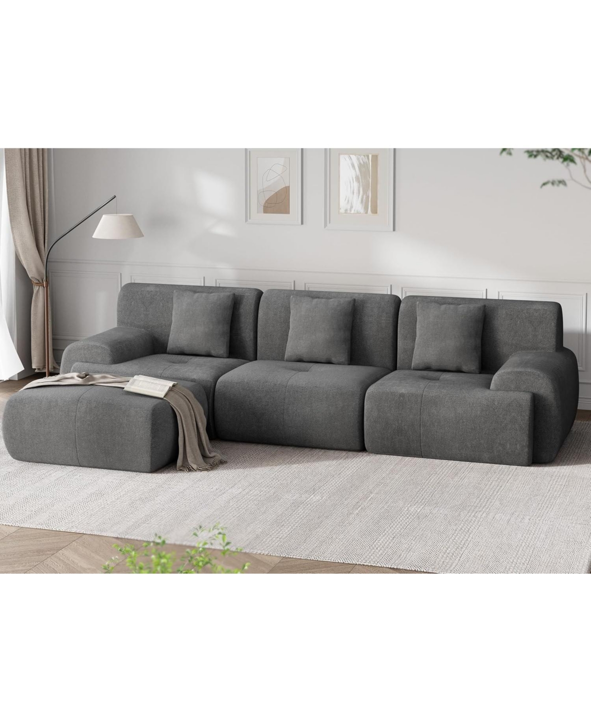 Click here for gaomon Corduroy Fabric Sectional Sofa Set with Cha... prices