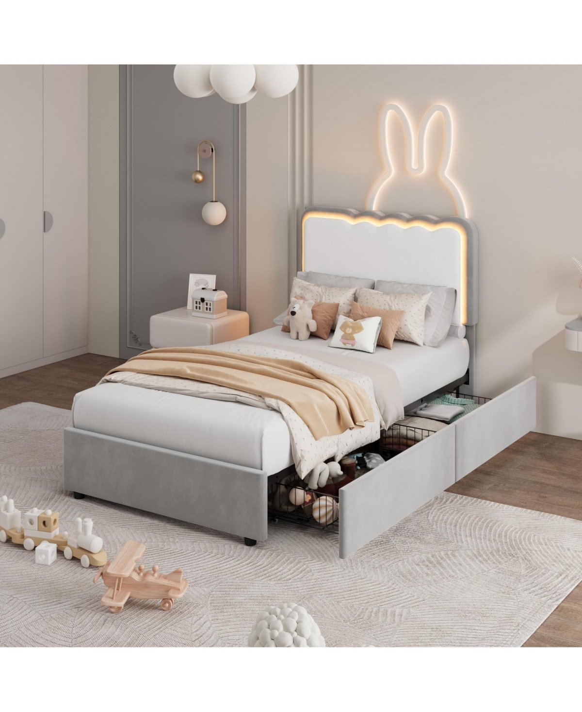 Click here for homfan Led Bed Frame with Storage Drawer and Adjus... prices