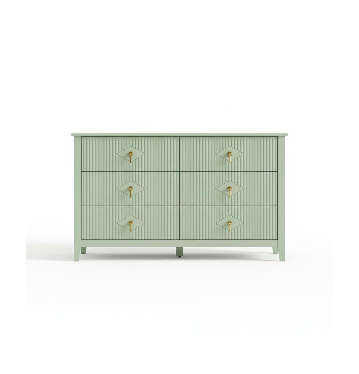 Click here for homfan Extra-Wide 6-Drawer Fluted Dresser Chest wi... prices
