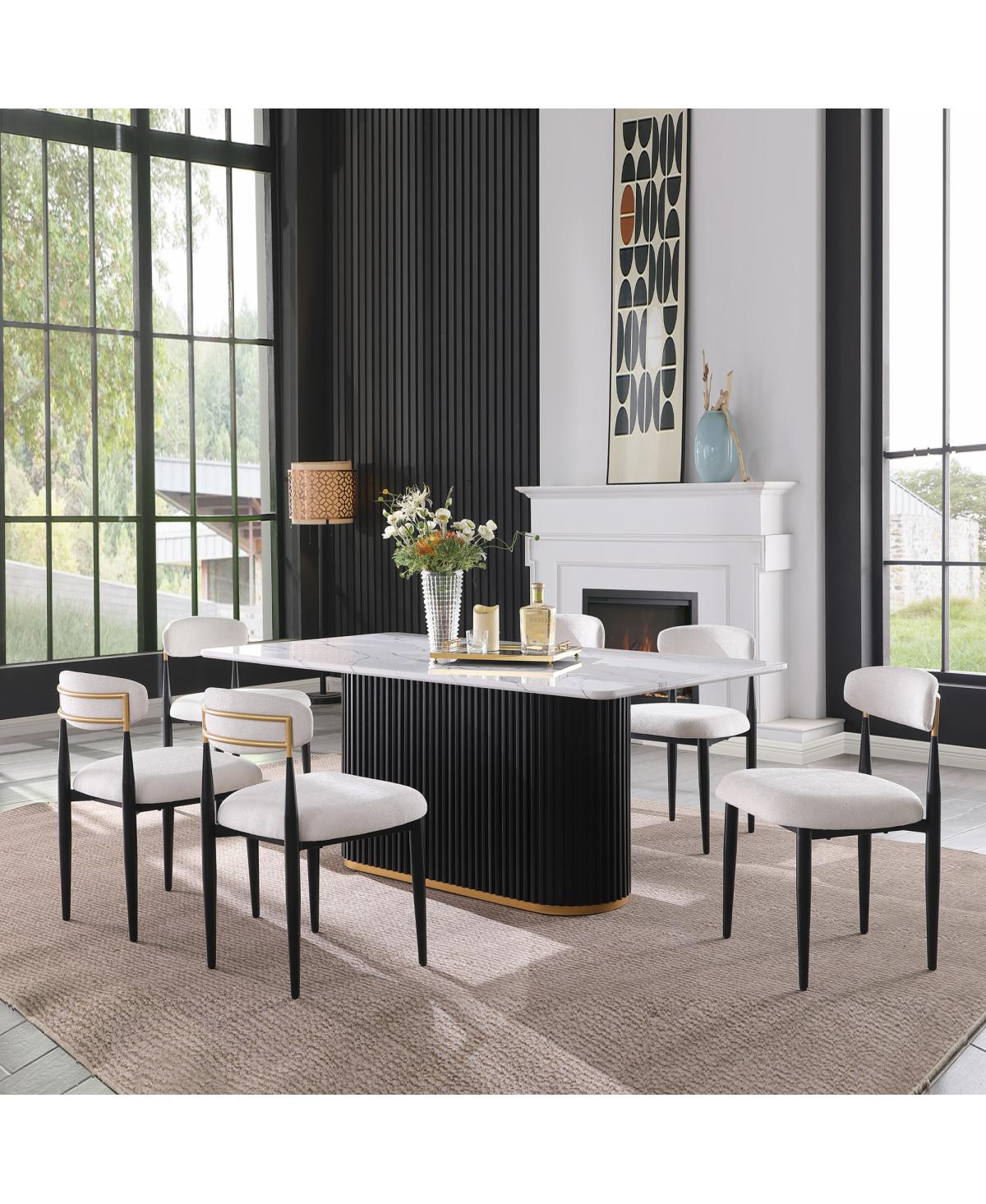 Click here for Streamdale Furniture Faux Marble Dining Set for 6... prices
