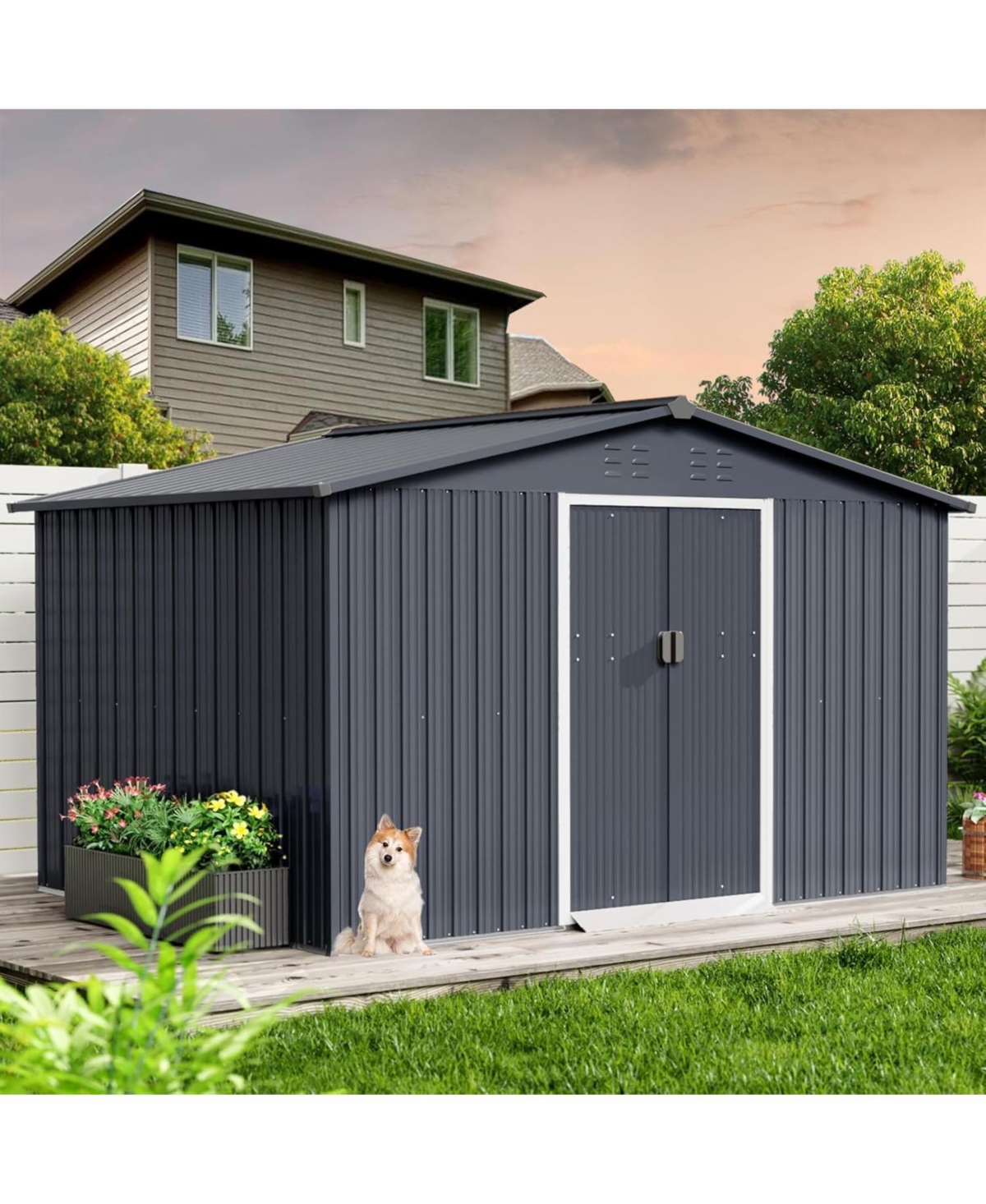 Click here for Metal Storage Shed With Pitched Roof And Lockable... prices