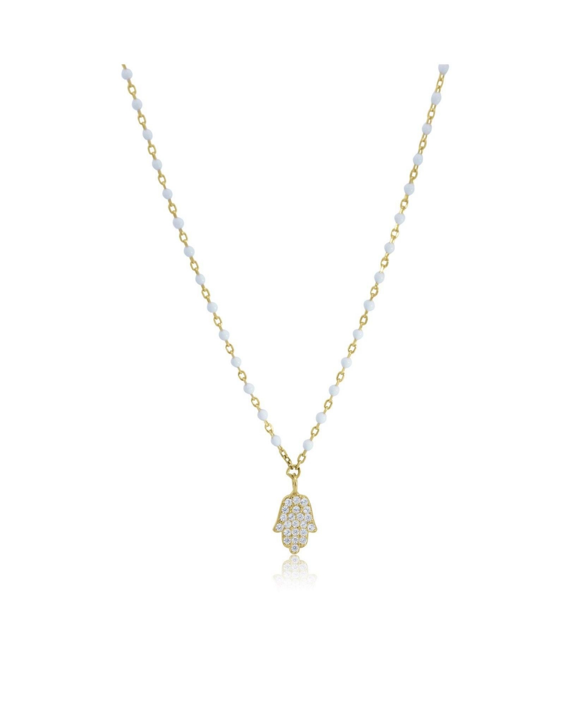 Click here for The Lovery Enamel Bead Hamsa Necklace 14K Gold-Pla... prices