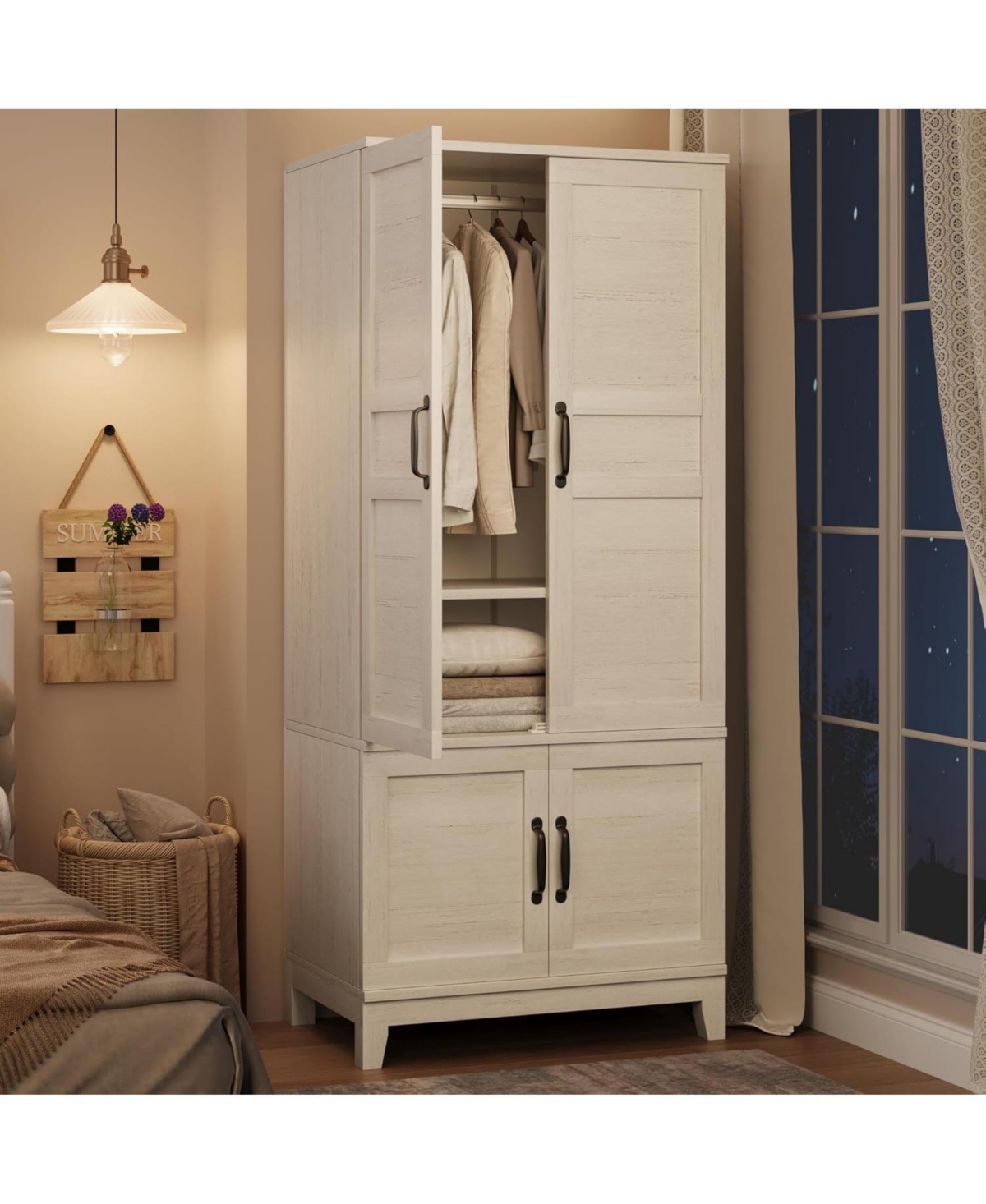 Click here for gaomon Vintage Tall Wooden and Metal Armoire Wardr... prices