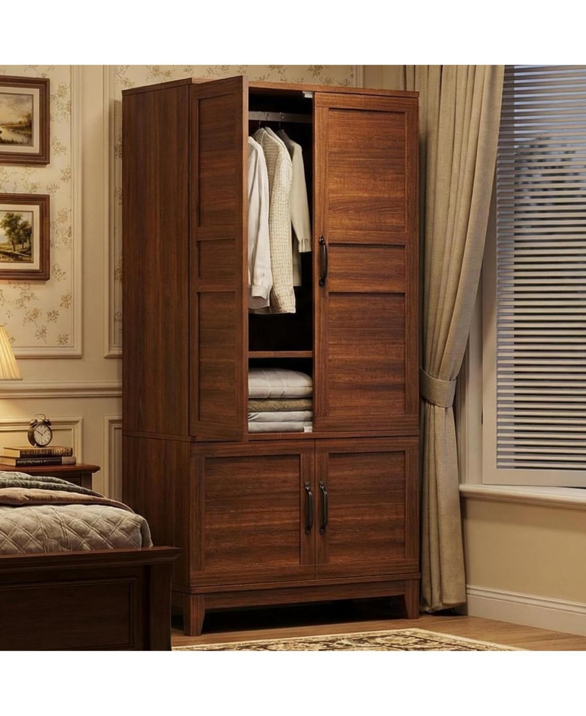 Click here for gaomon Vintage Tall Wooden and Metal Armoire Wardr... prices