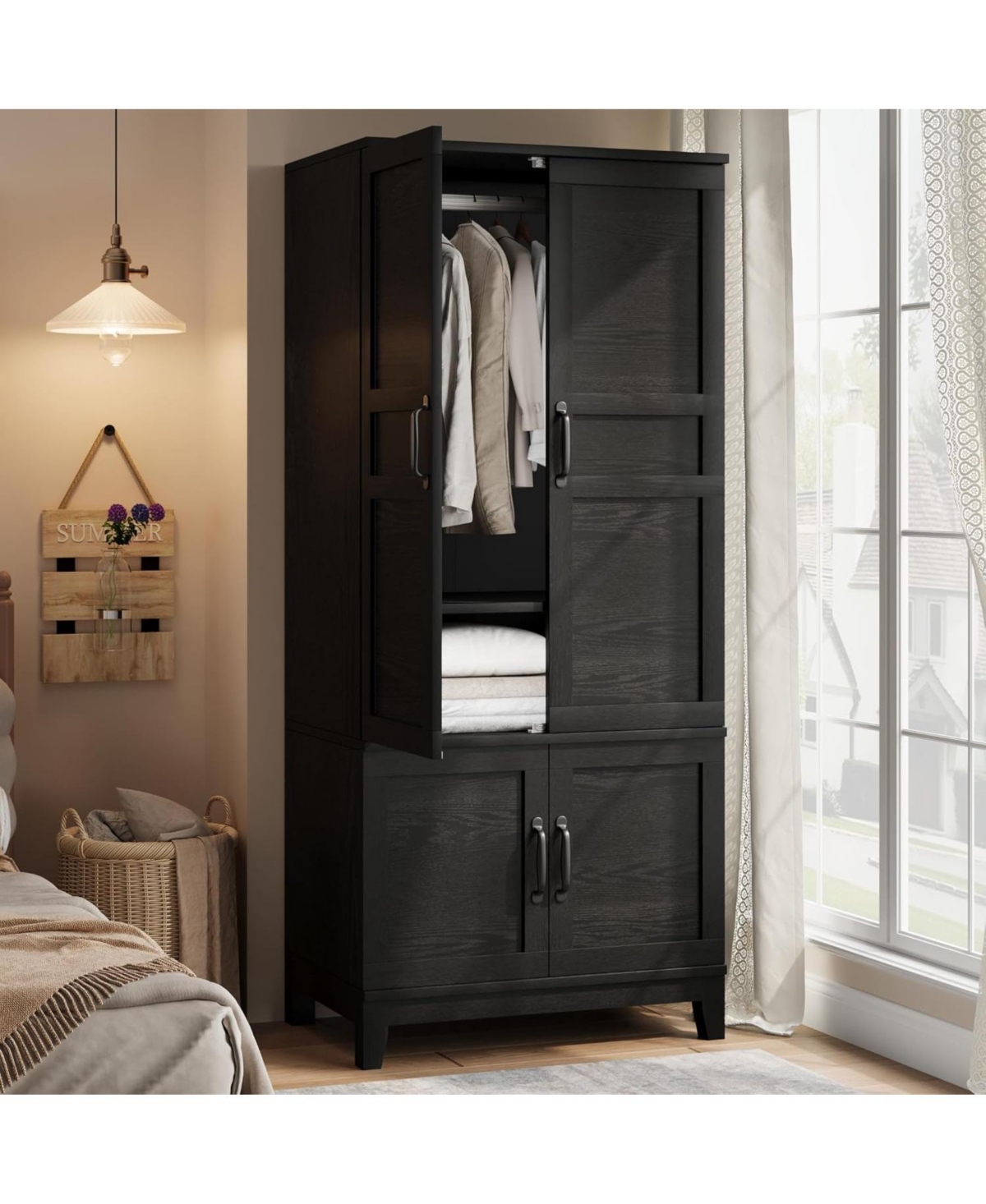 Click here for gaomon Vintage Tall Wooden and Metal Armoire Wardr... prices