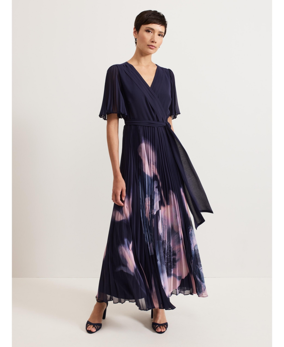 Click here for Phase Eight Womens Abigail Pleated Maxi Dress - Na... prices