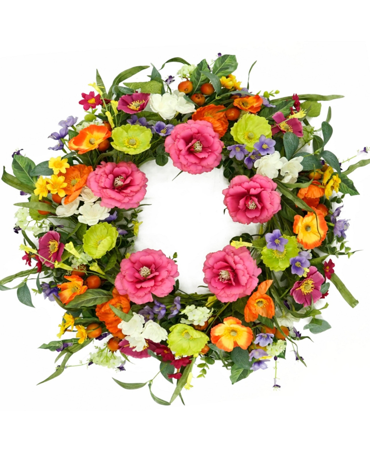 Click here for Gnuadz 22 Artificial Peony Poppy Lavender Wreath D... prices