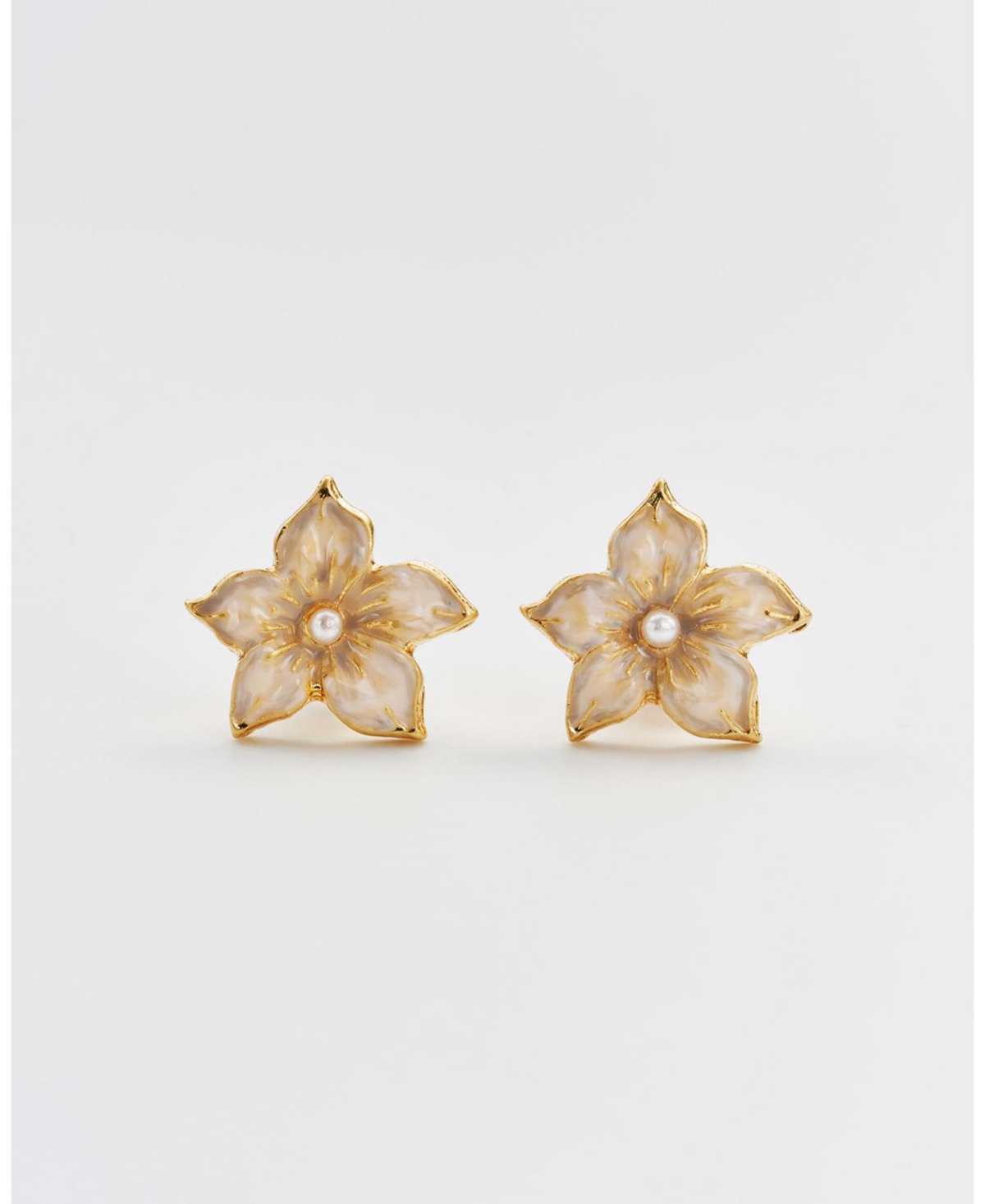 Click here for Fable England Gold Jasmine and Pearl Stud Earrings... prices
