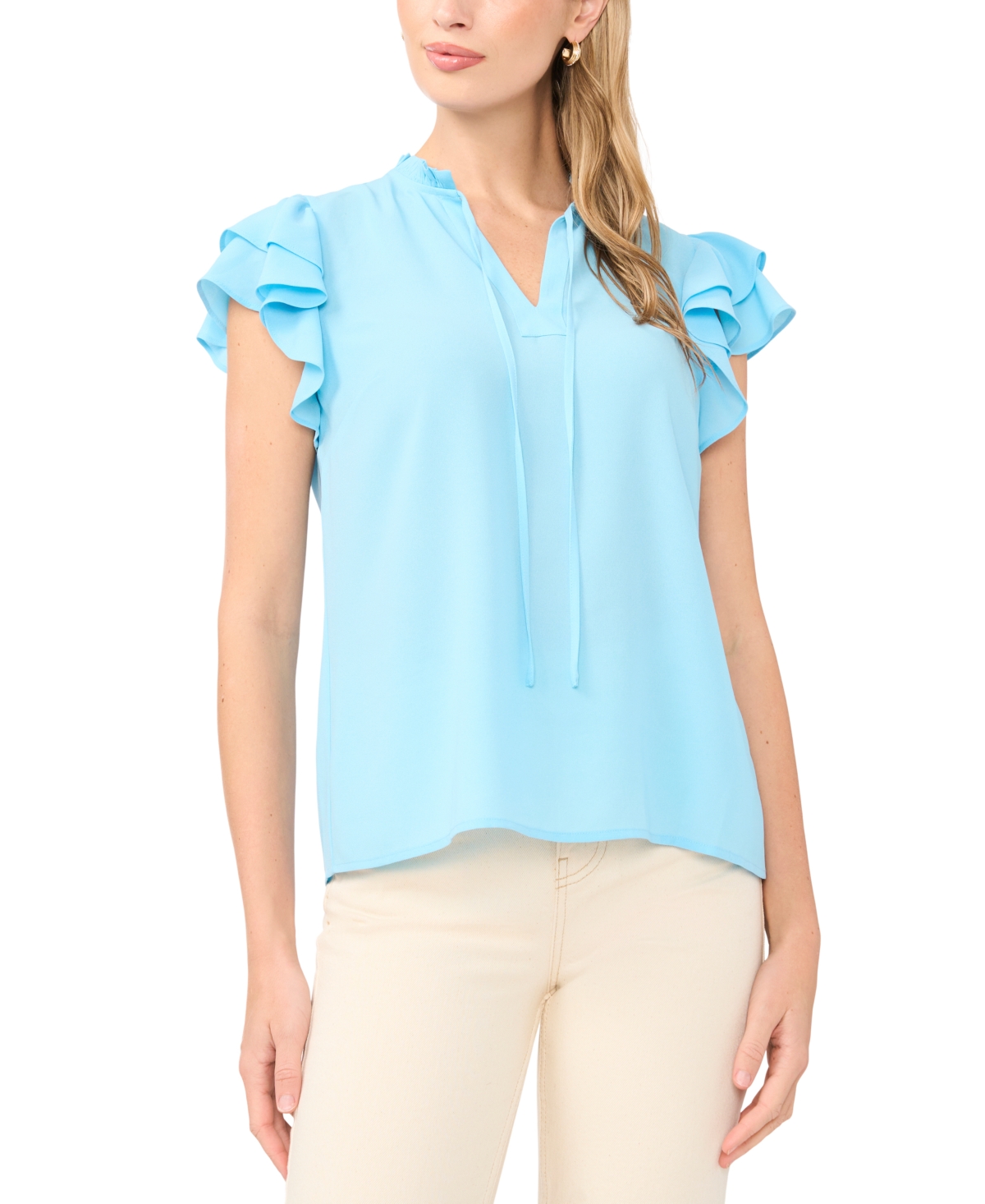Click here for Sam & Jess Womens V-Neck Ruffle Top - Air Blue prices