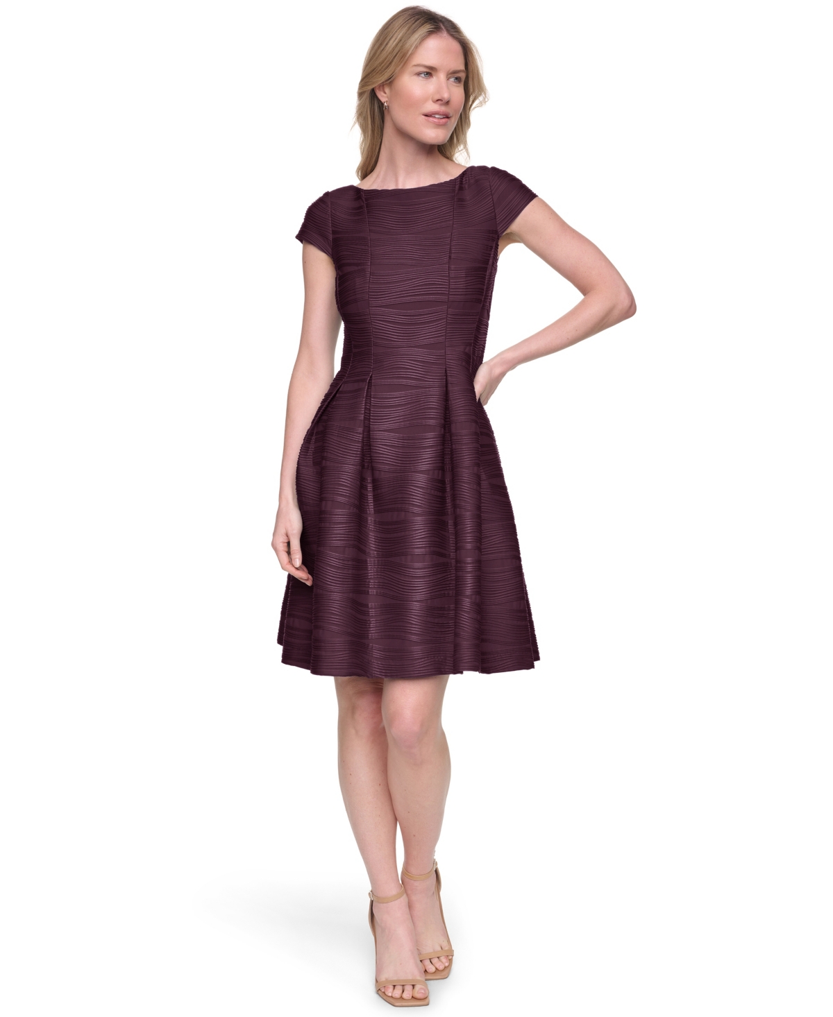 Click here for Jessica Howard Womens Boat-Neck Cap-Sleeve Release... prices