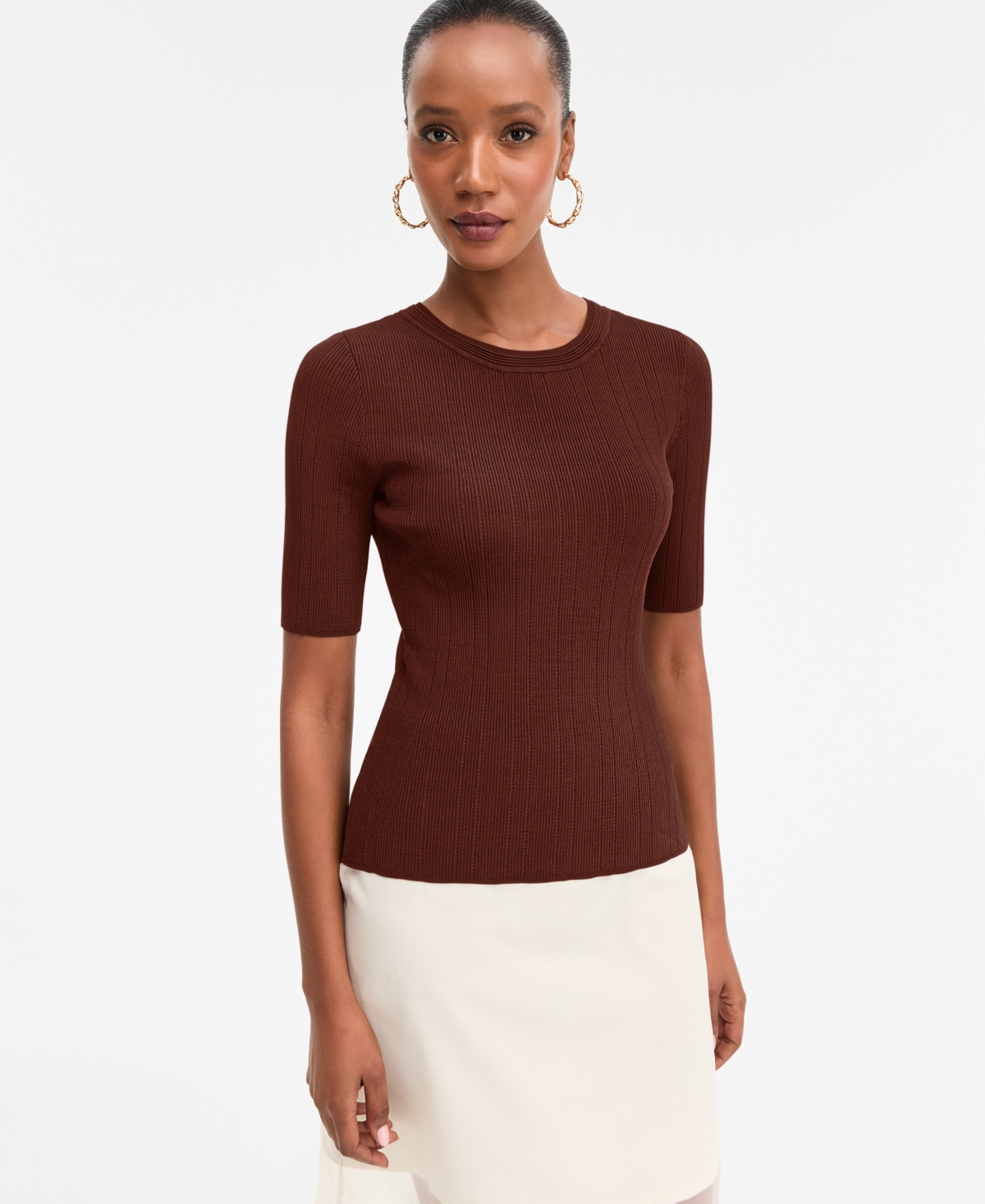 Click here for I.n.c. International Concepts Womens Rib-Knit Crew... prices