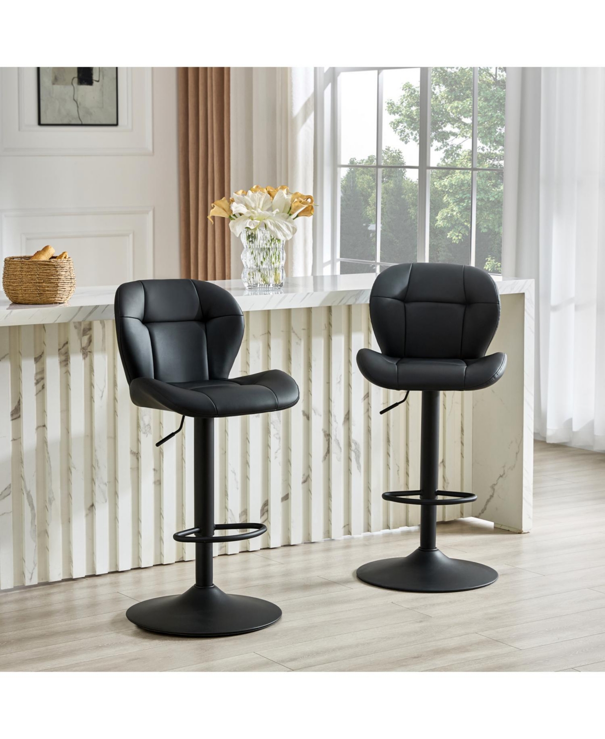 Click here for Rainsken Modern Bar Stools Set of 2  Faux Pu Leath... prices