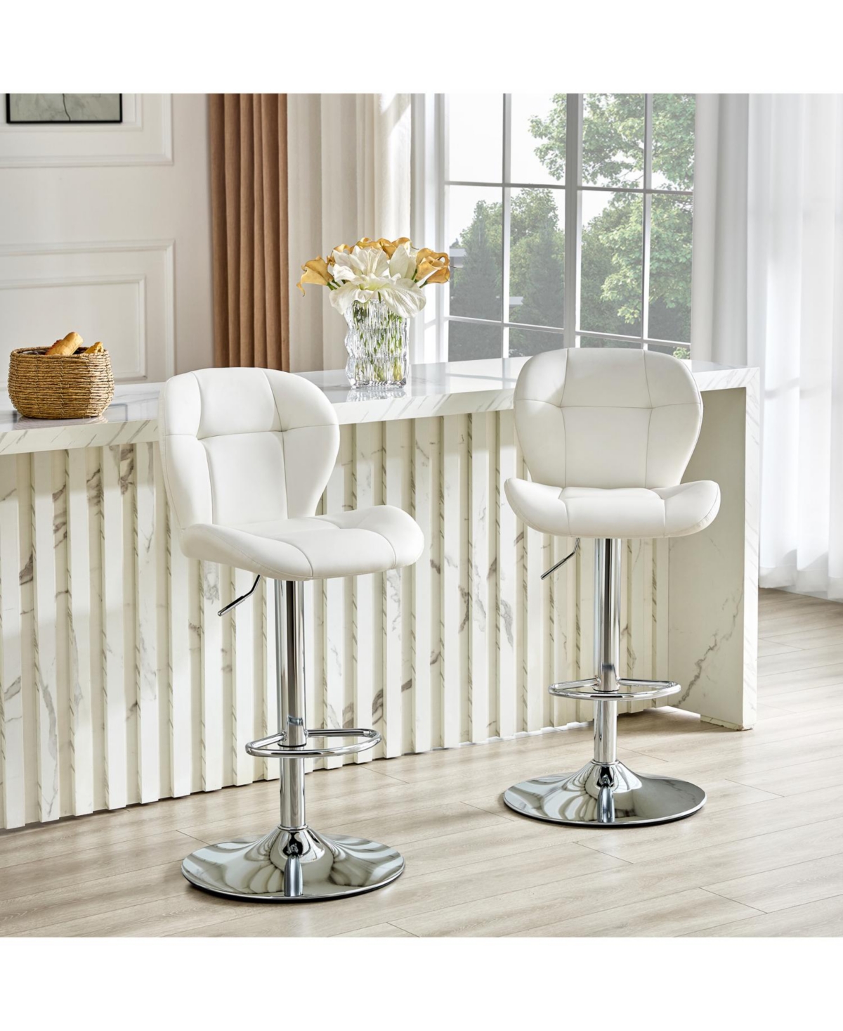 Click here for Rainsken Modern Bar Stools Set of 2  Faux Pu Leath... prices