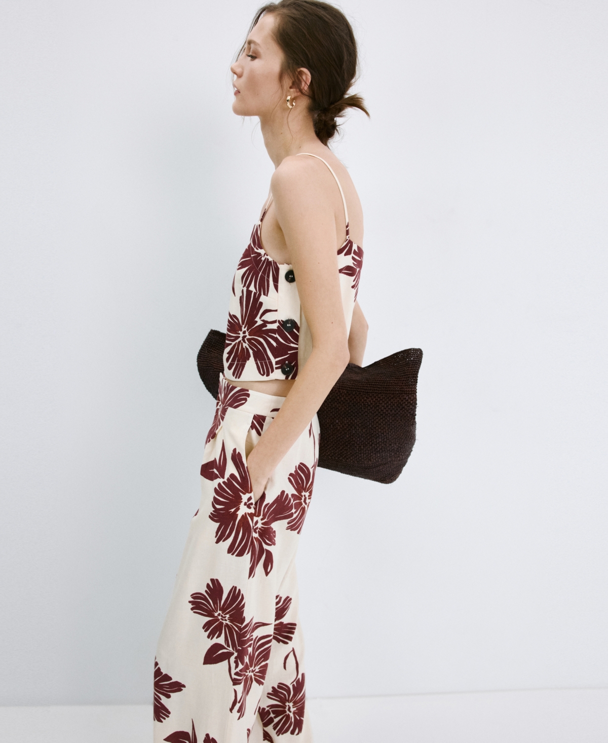 Click here for Mango Womens Floral-Printed Tank Top - Ecru prices