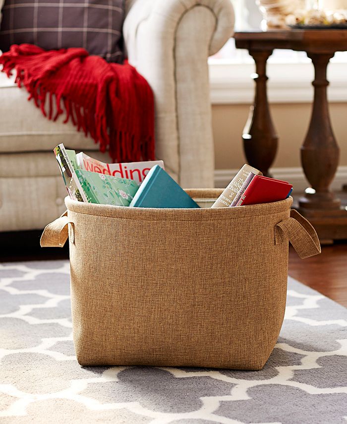 Household Essentials Round Soft-Side Burlap Basket - Macy's