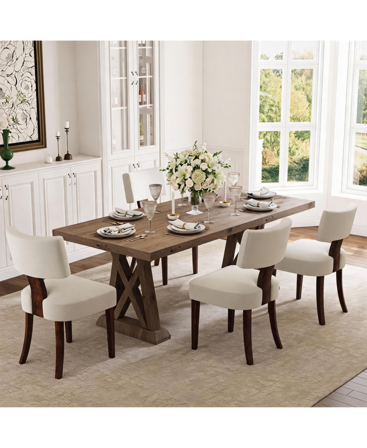 Click here for homfan Set of 4 Dining Chairs  19 Inch Chenille Up... prices