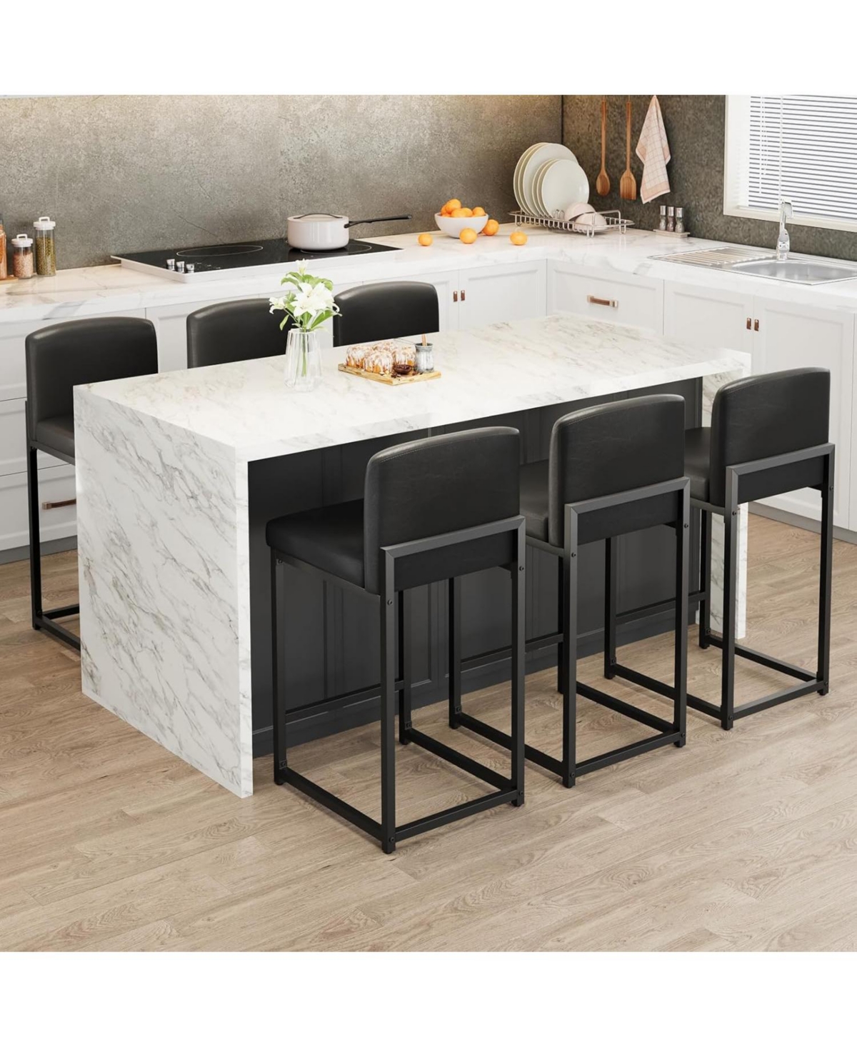 Click here for Gaomon Modern Bar Stools Set of 6  Pu Leather Coun... prices