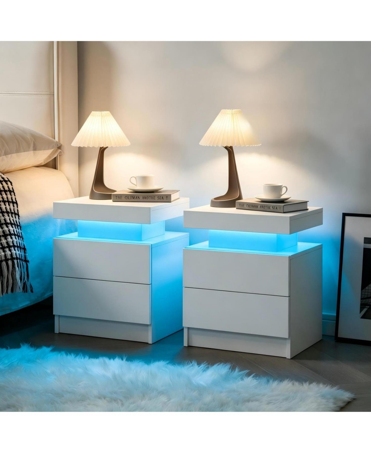 Click here for Rainsken Night Stand Set 2  Led Nightstand with 2... prices