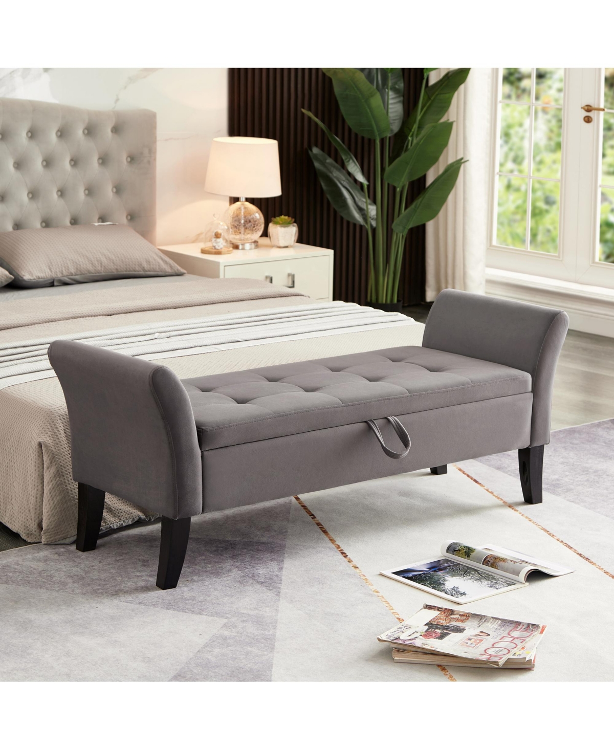 Click here for Rainsken 51.5 Inch Storage Ottoman Bench  Velvet U... prices